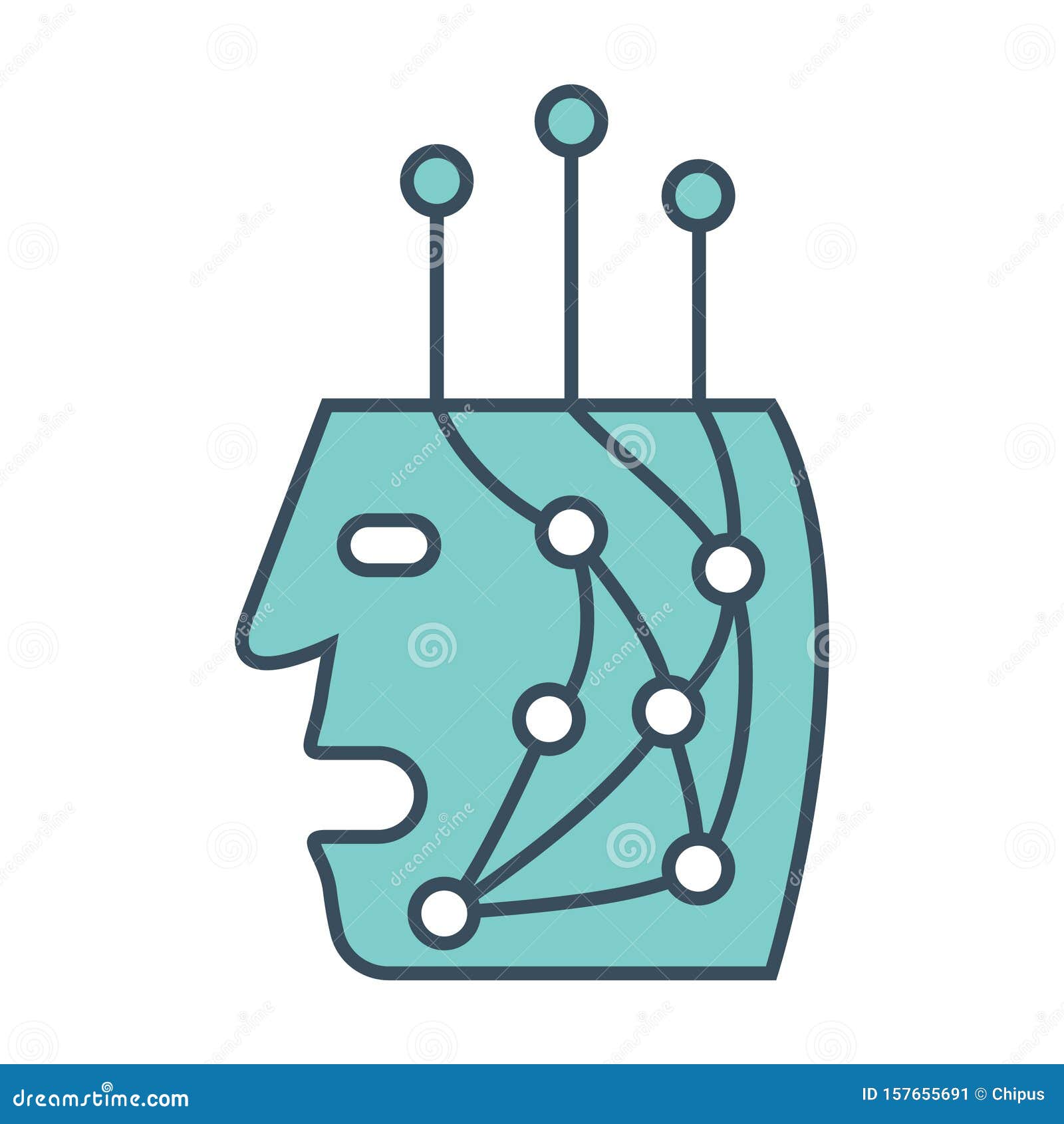 Bot Head Icon with Neural Network Inside Stock Vector - Illustration of ...