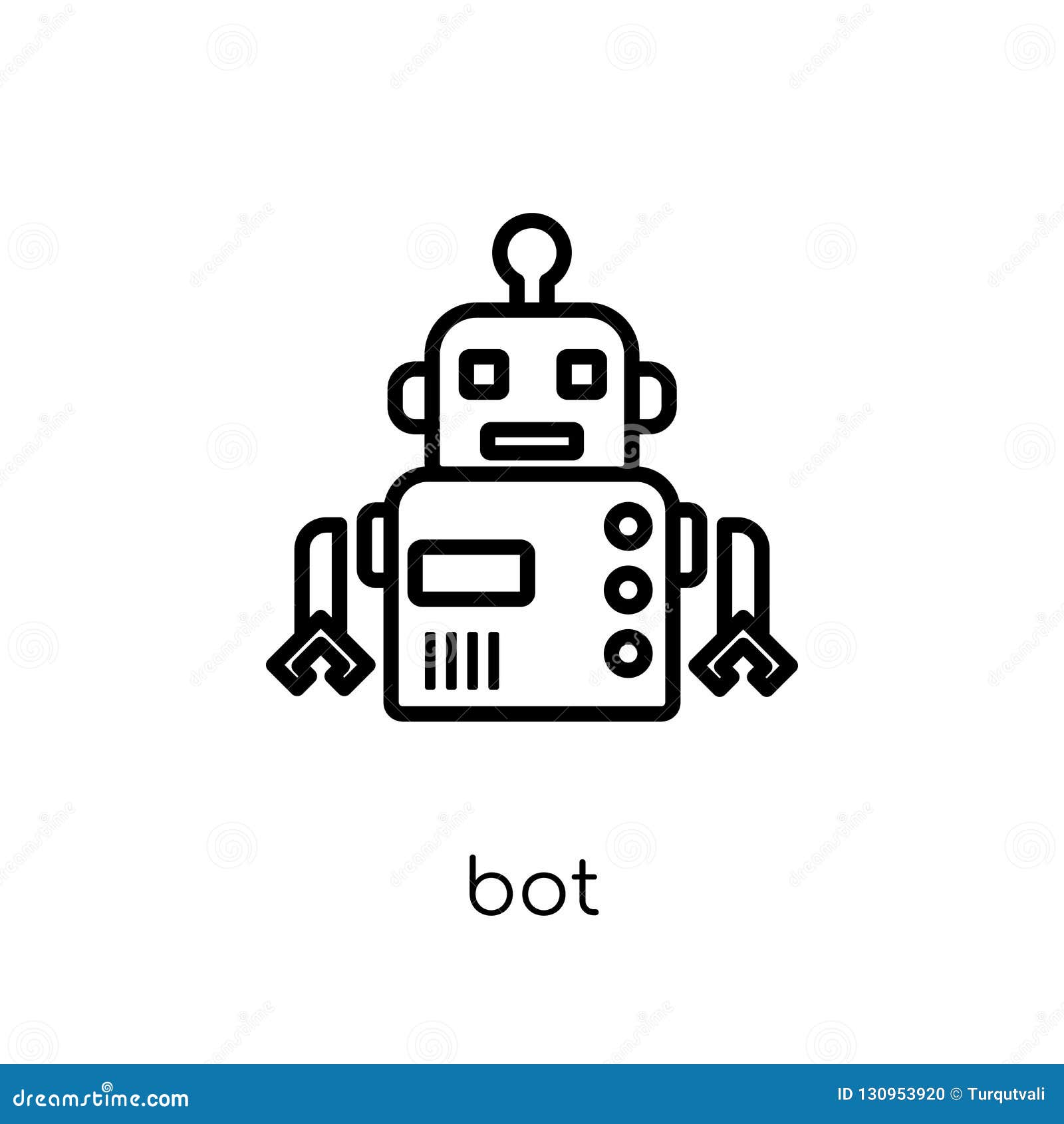 Bot Icon. Trendy Modern Flat Linear Vector Bot Icon on White Background ...