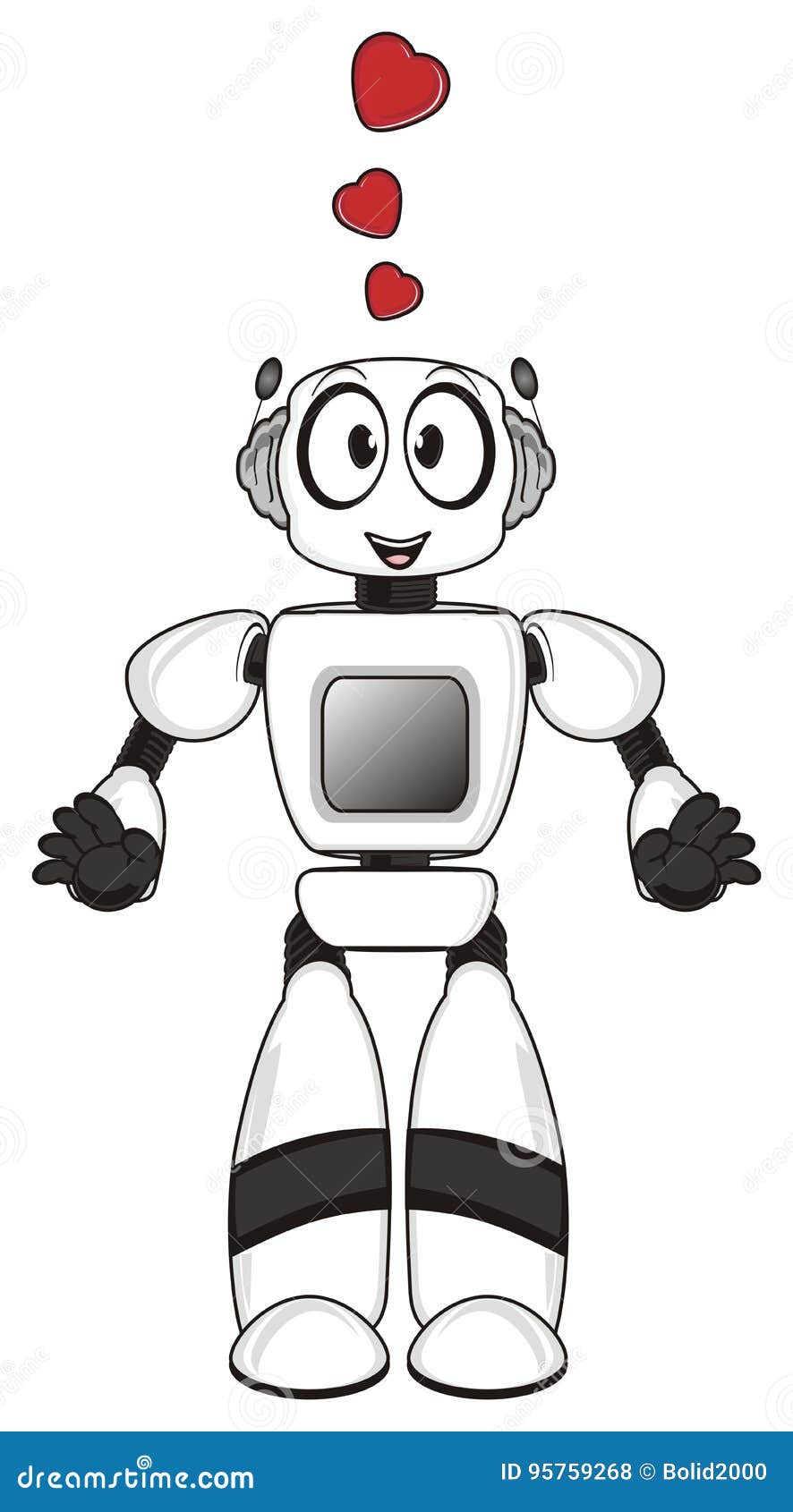 Bot in love stock illustration. Illustration of pose - 95759268