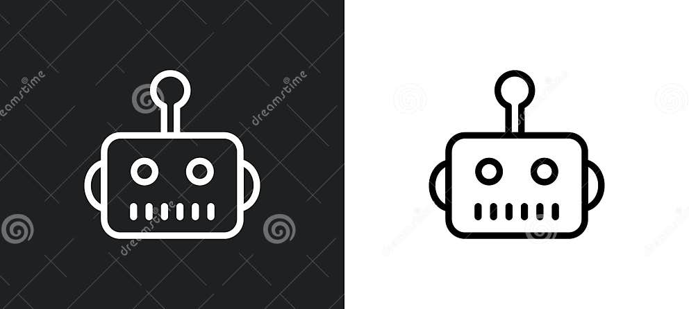 Bot Outline Icon in White and Black Colors. Bot Flat Vector Icon from ...
