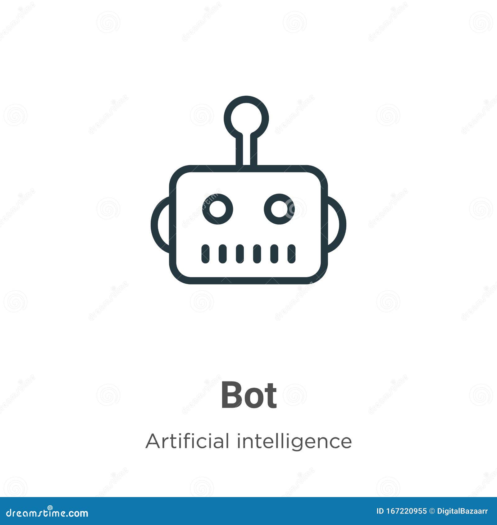 Bot Outline Vector Icon. Thin Line Black Bot Icon, Flat Vector Simple ...