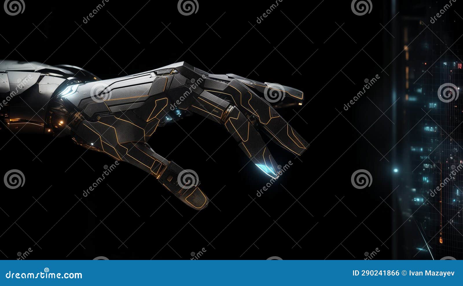 Bot Robot Android Hand Touching Control Panel Stock Charts. AI ...