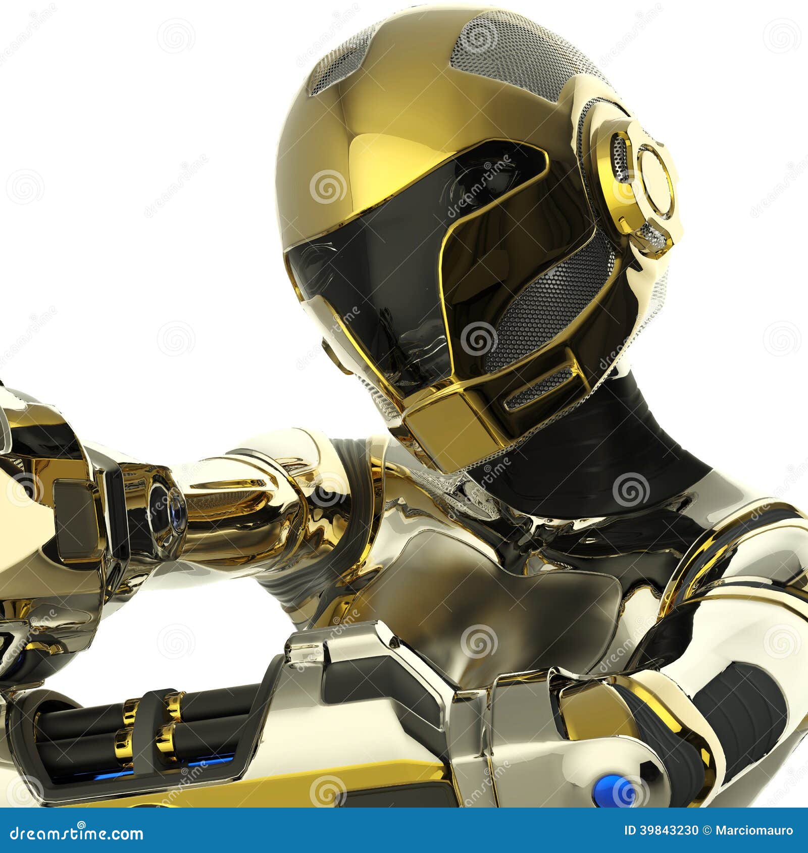Bot Soldier Pointing a Gun Close Up Stock Illustration - Illustration ...