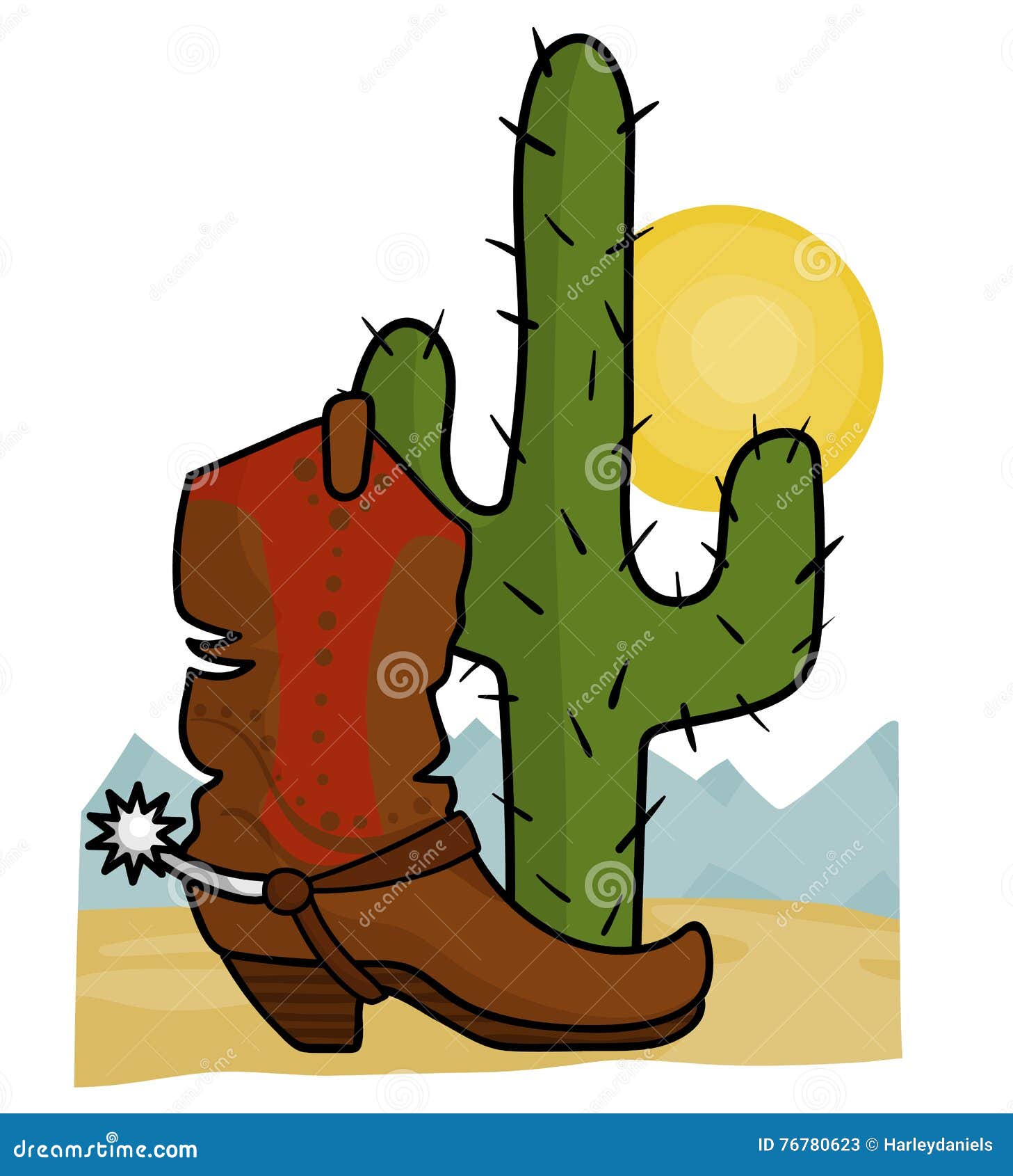 Bota y cactus de vaquero ilustración del vector. Ilustración de arena ...