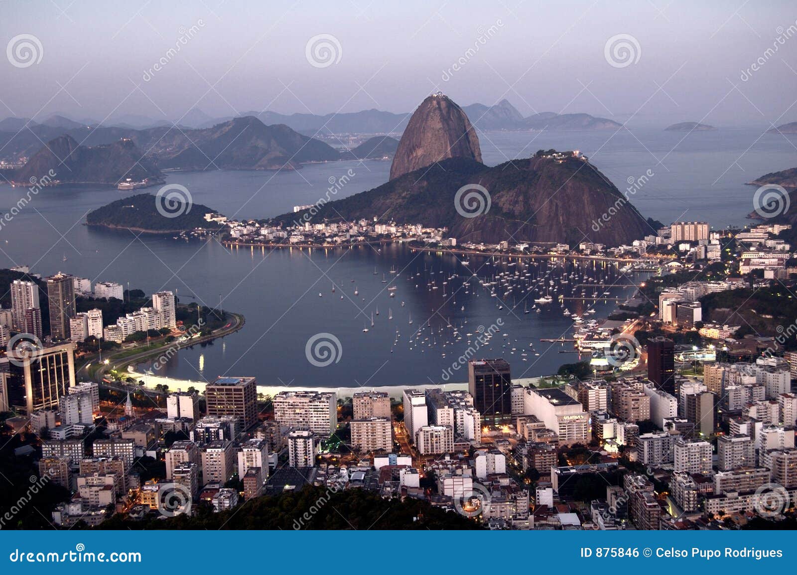 Botafogo Bay stock photo. Image of sugar, water, night - 875846