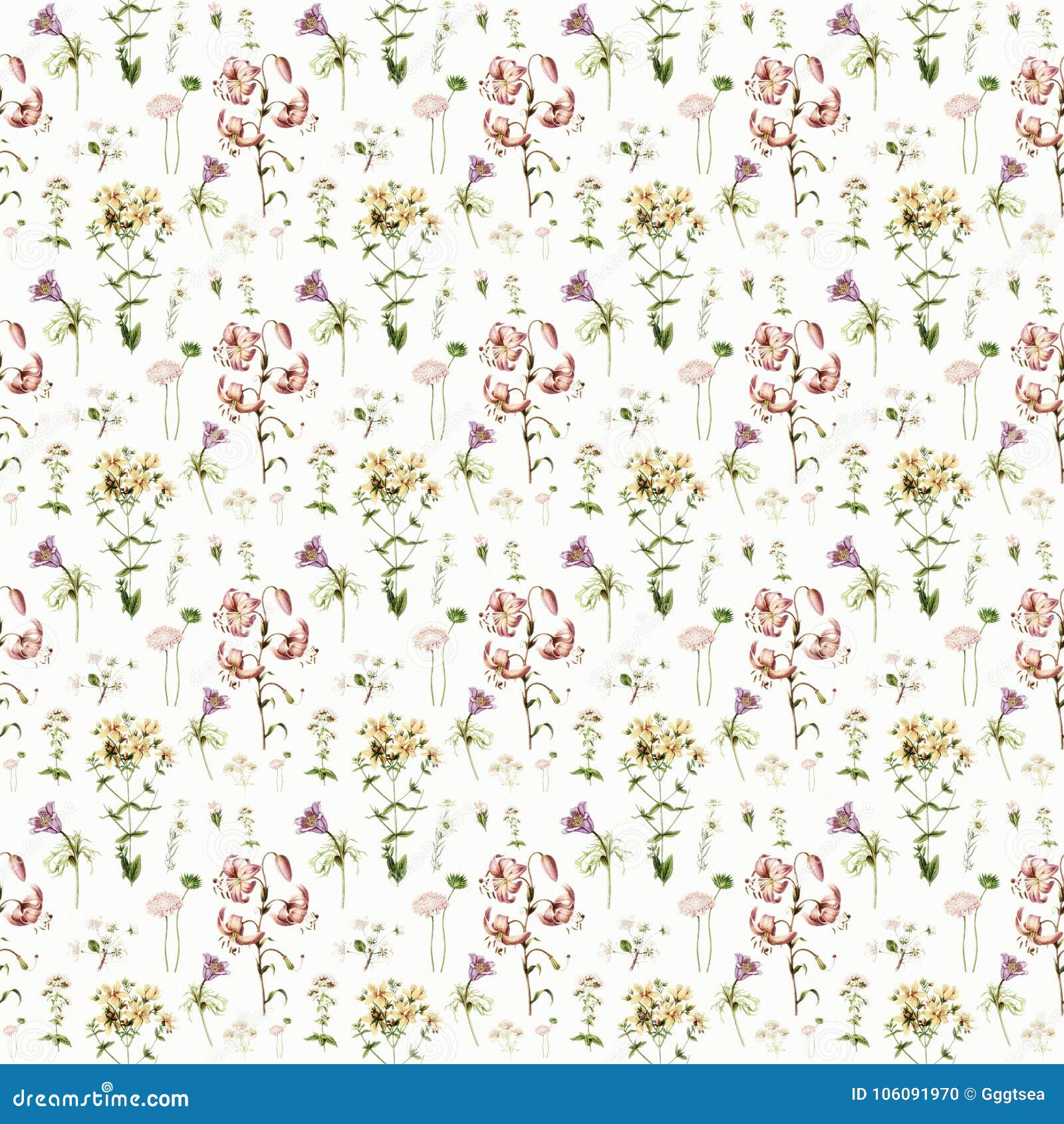 Botanic Repeat Flowers Pattern Wallpaper Texture Stock Illustration ...