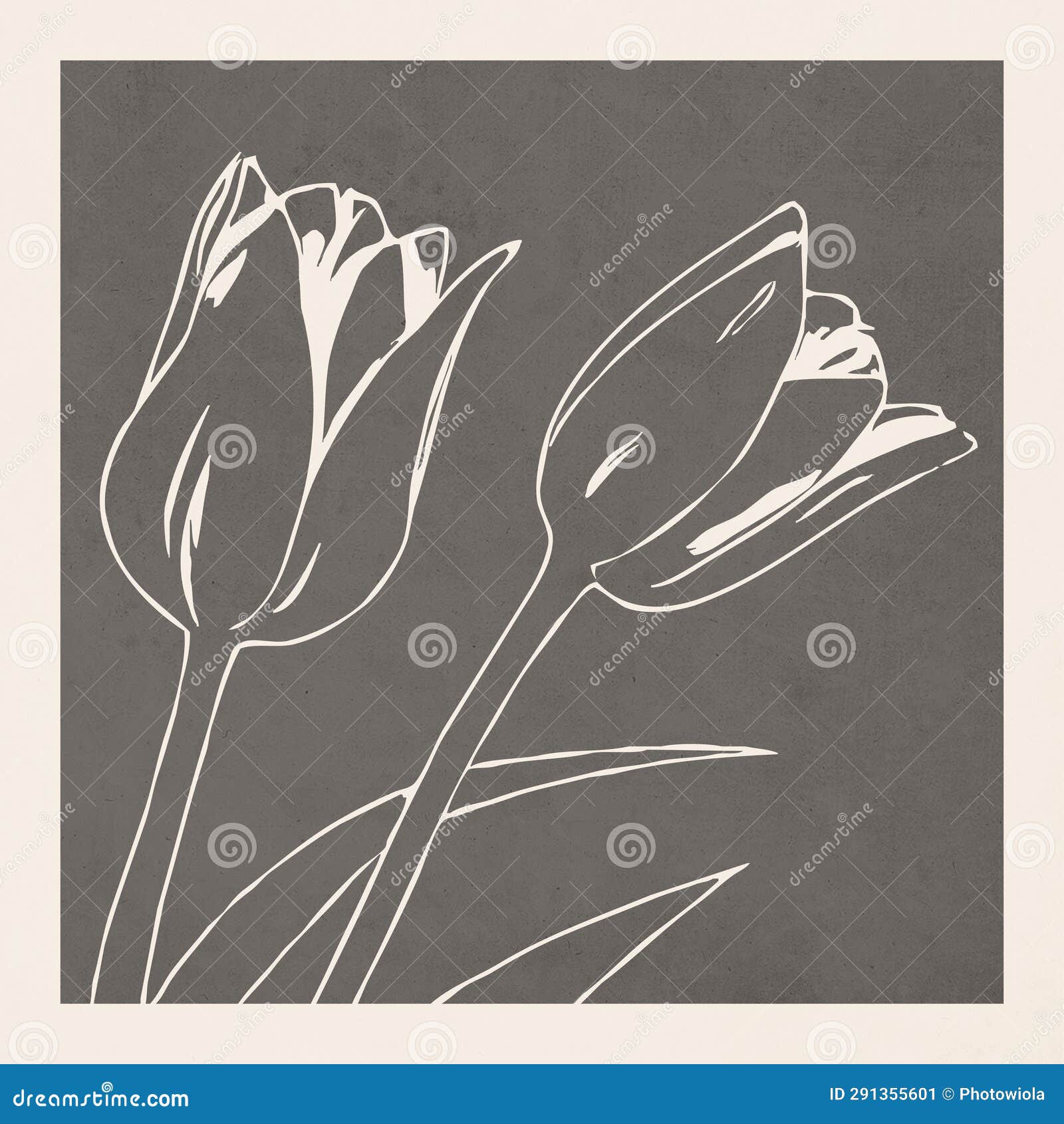 Botanical Background. Plant Line Art, Abstract Shapes Stock ...