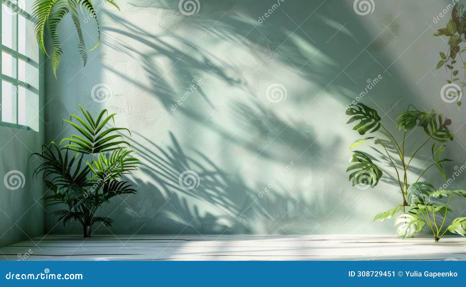 Botanical Background with a Subtle Shadow on the Wall Stock Image ...