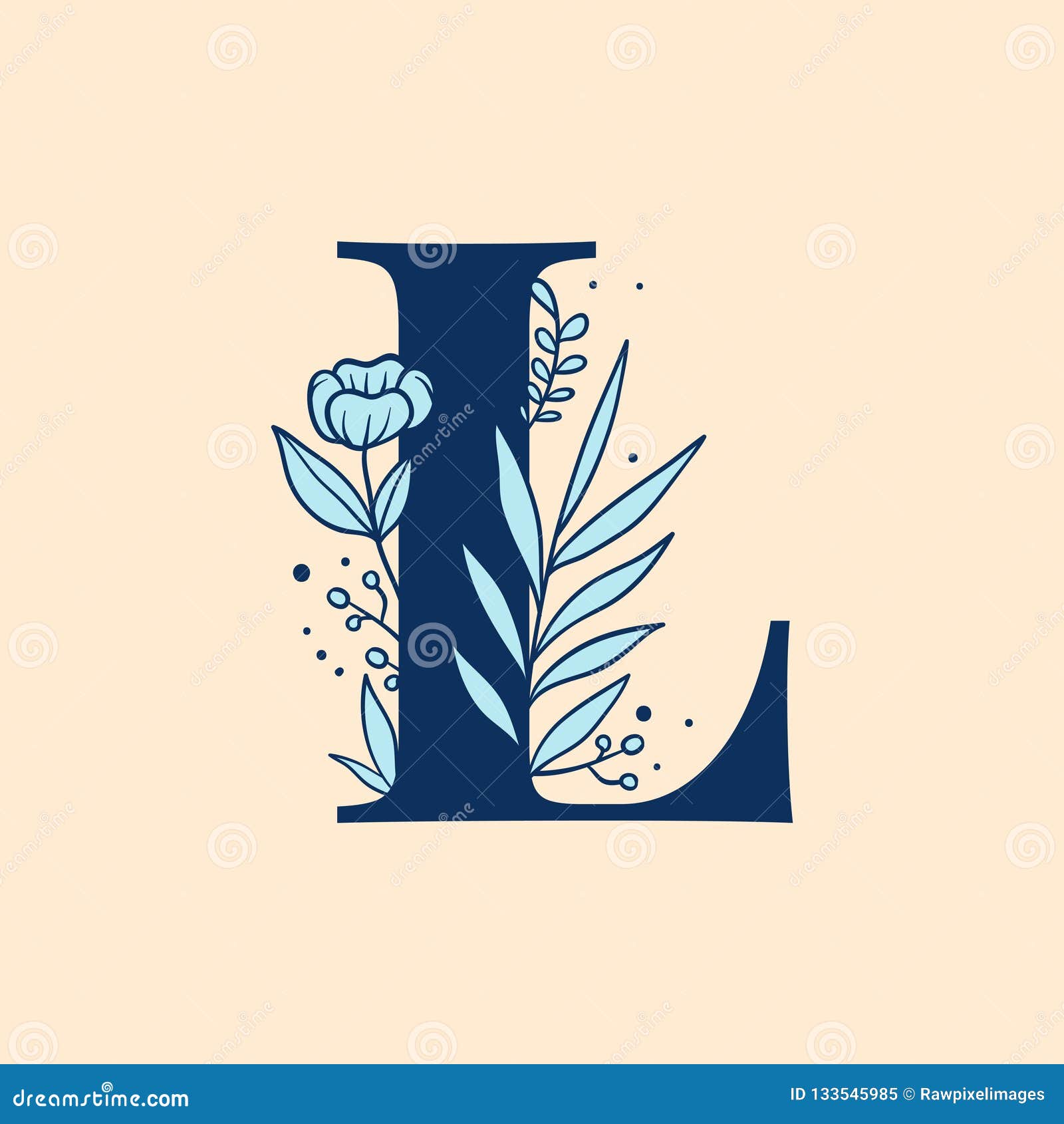 Botanical Capital Letter L Vector Stock Vector - Illustration of ...