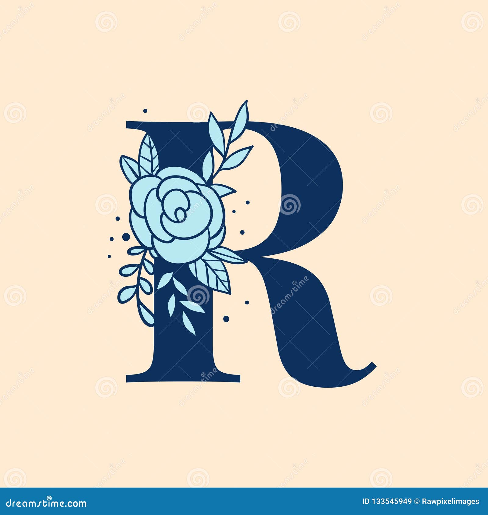 Botanical Capital Letter R Vector Stock Vector - Illustration of ...