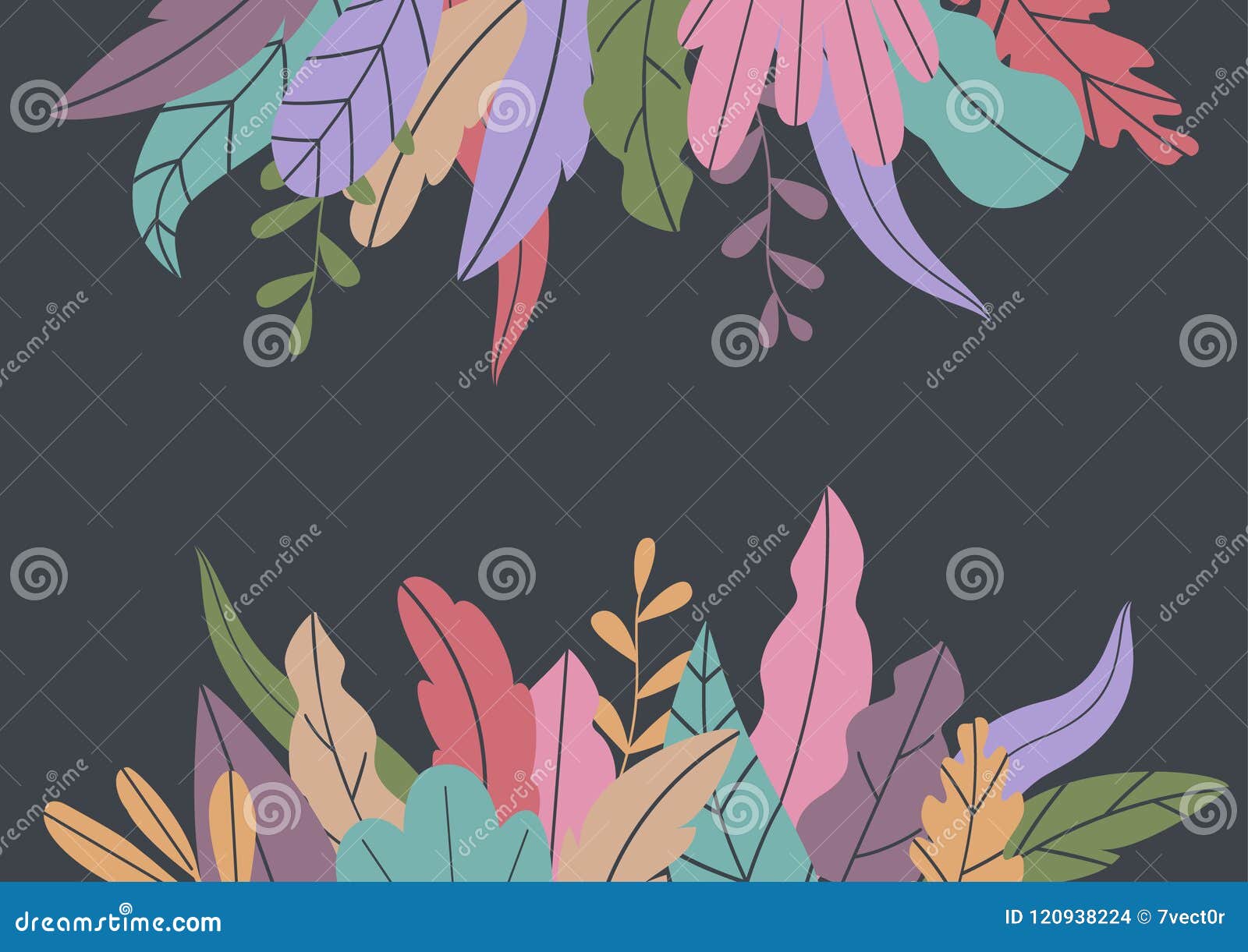 Botanical Border and Header Template Background with Different Plants ...