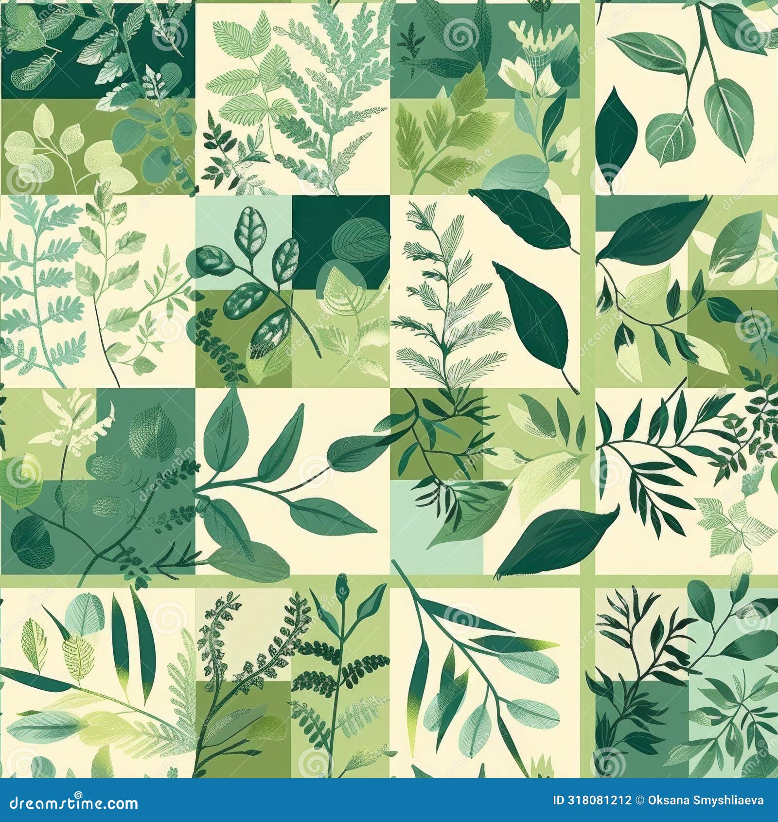 Botanical Collage: Green Leaf Patterns and Nature Textures Stock Photo ...