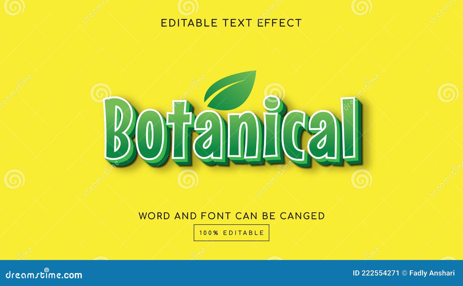 Botanical 3D Editable Text Effect Template Stock Vector - Illustration ...