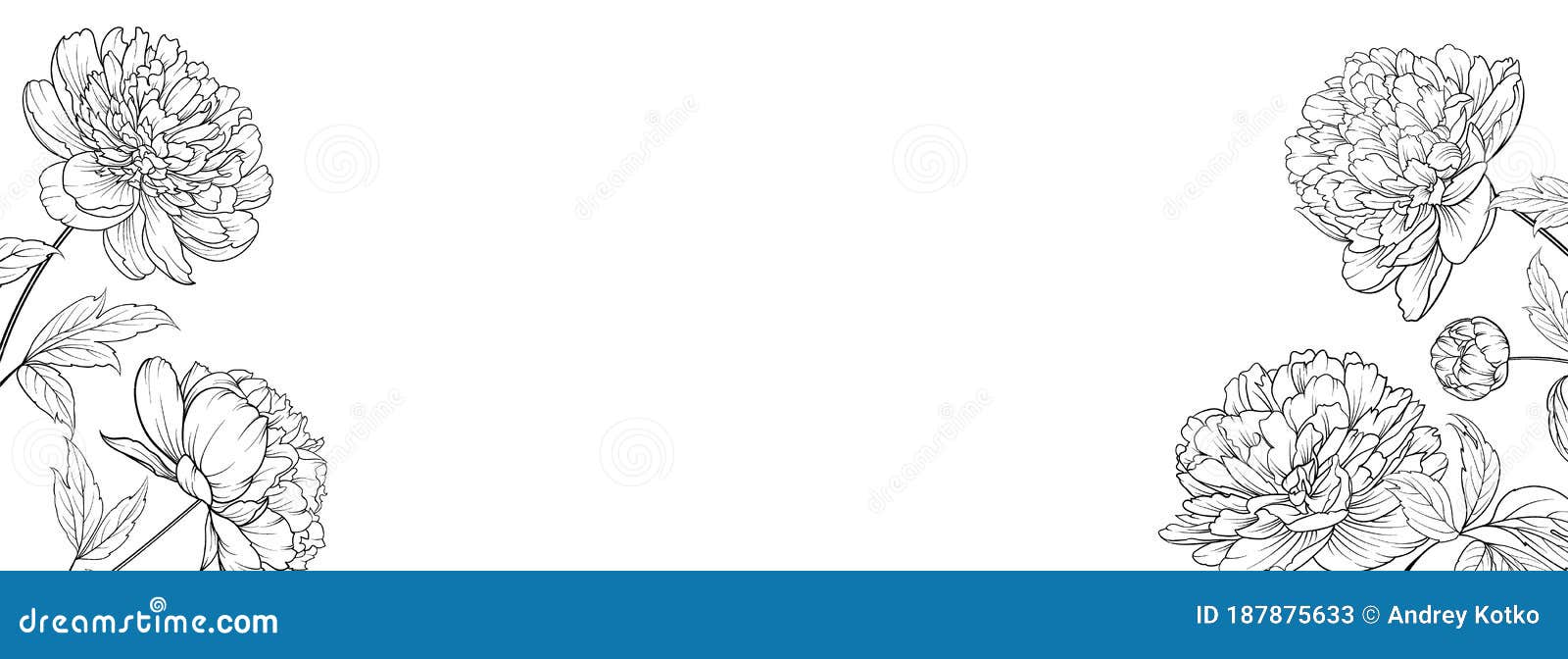 Botanical Elements Design Template. Panoramic Simple Design with Frame ...