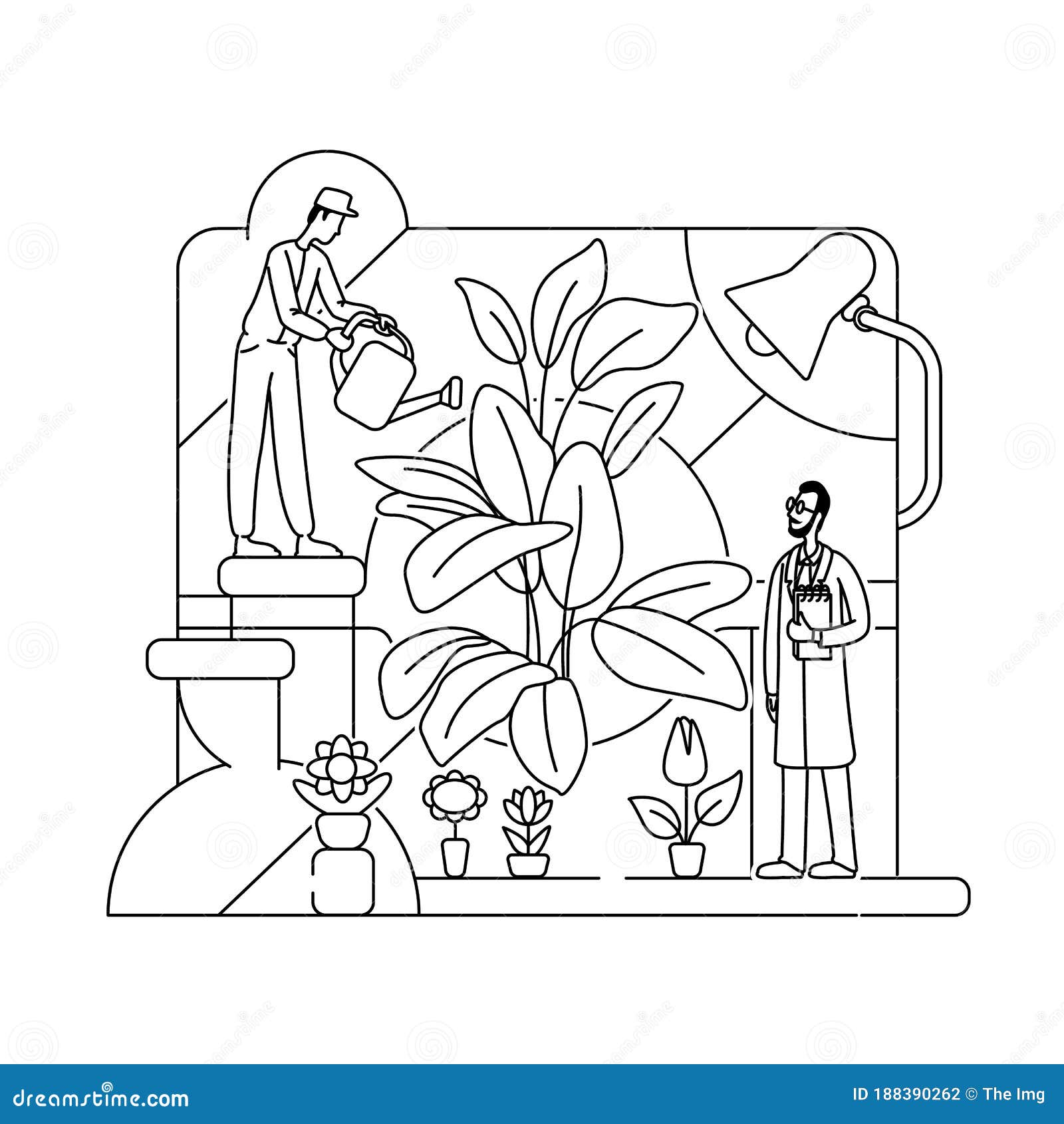 Botanical Experiment Thin Line Concept Vector Illustration Stock Vector ...