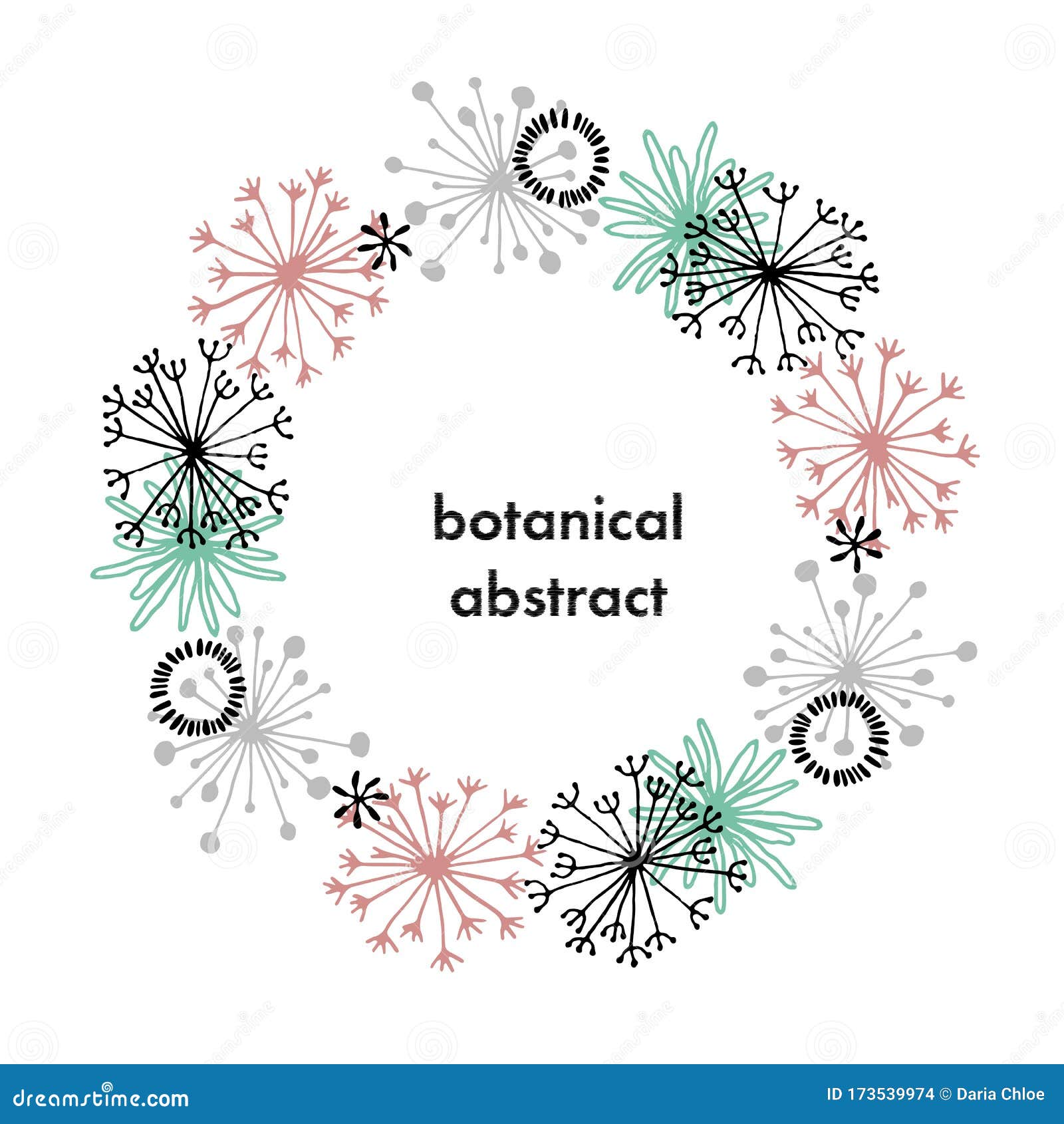 Botanical Floral Abstract Wreath Stock Illustration - Illustration of ...