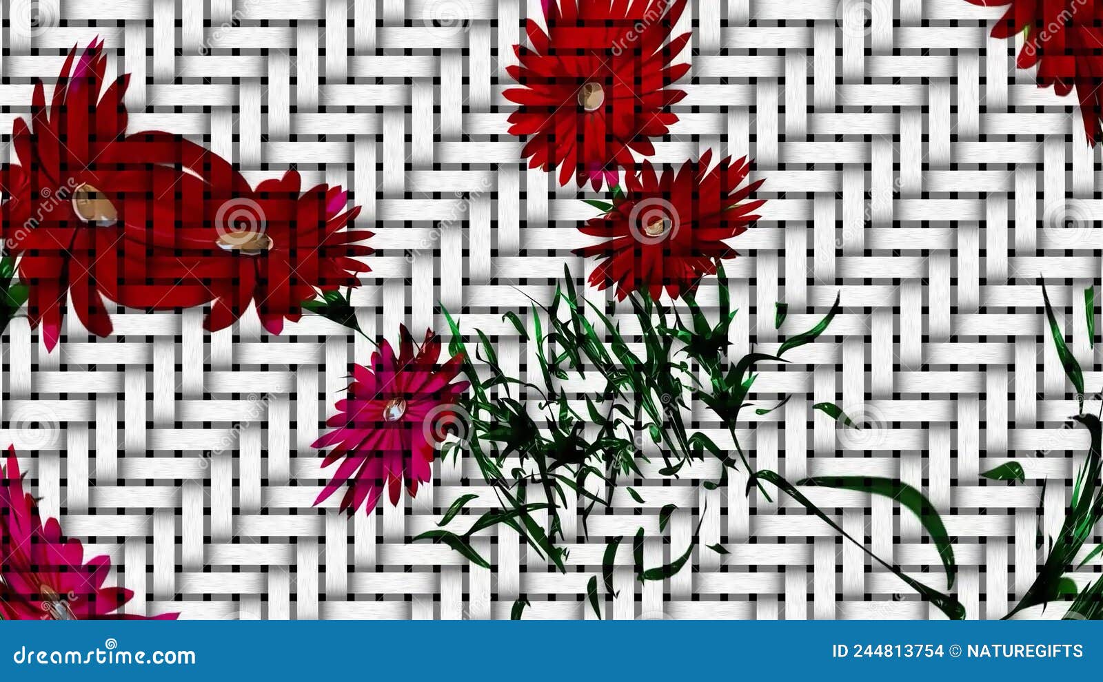 Botanical Grid Art Aster Digital Stock Illustration - Illustration of ...