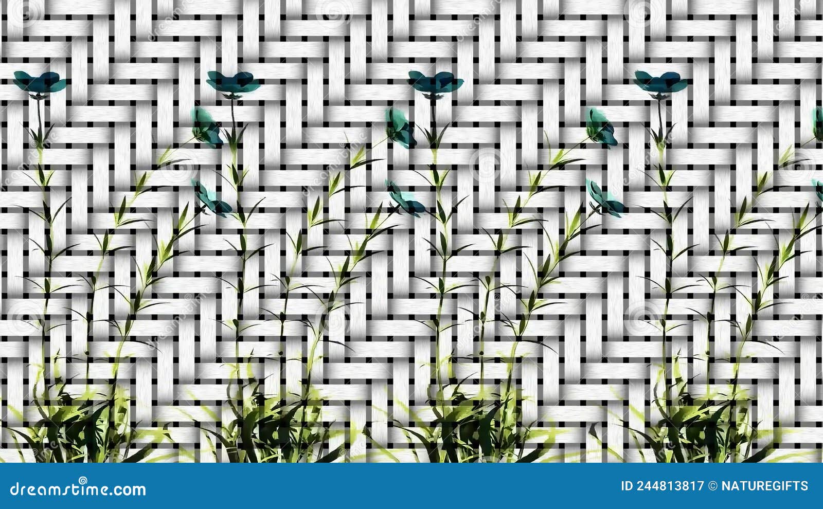 Botanical Grid Art Wild Flower Digital Stock Image - Image of growth ...