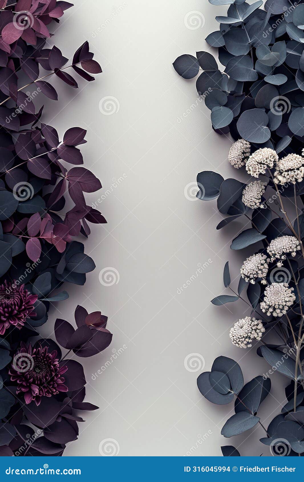 Botanical Harmony, Muted Leaves on Off White Background, Copy Space ...