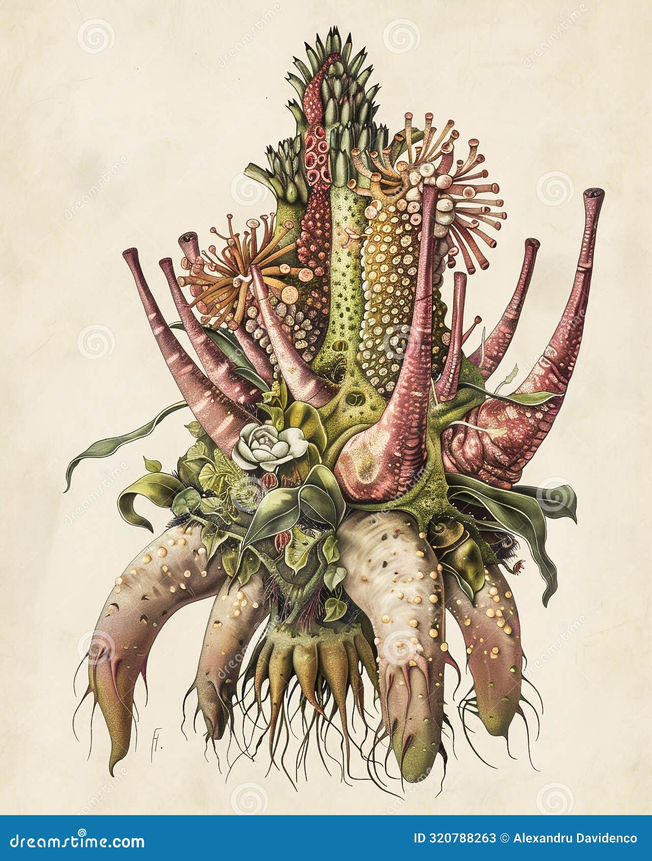 Botanical Illustration of Ancient Plants Stock Illustration ...