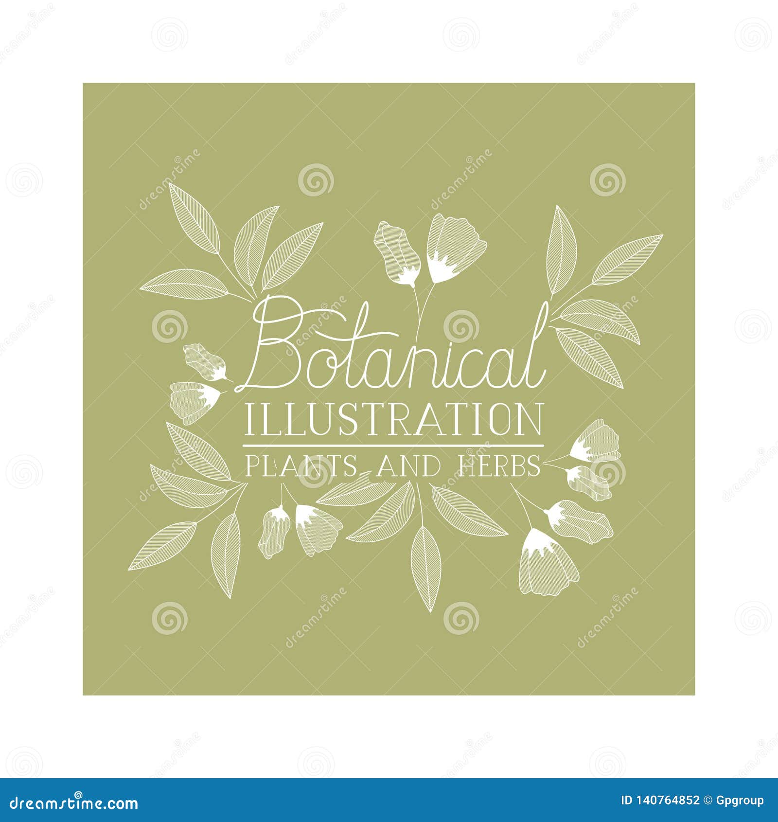 Botanical Illustration Label with Plants and Herbs Stock Vector ...