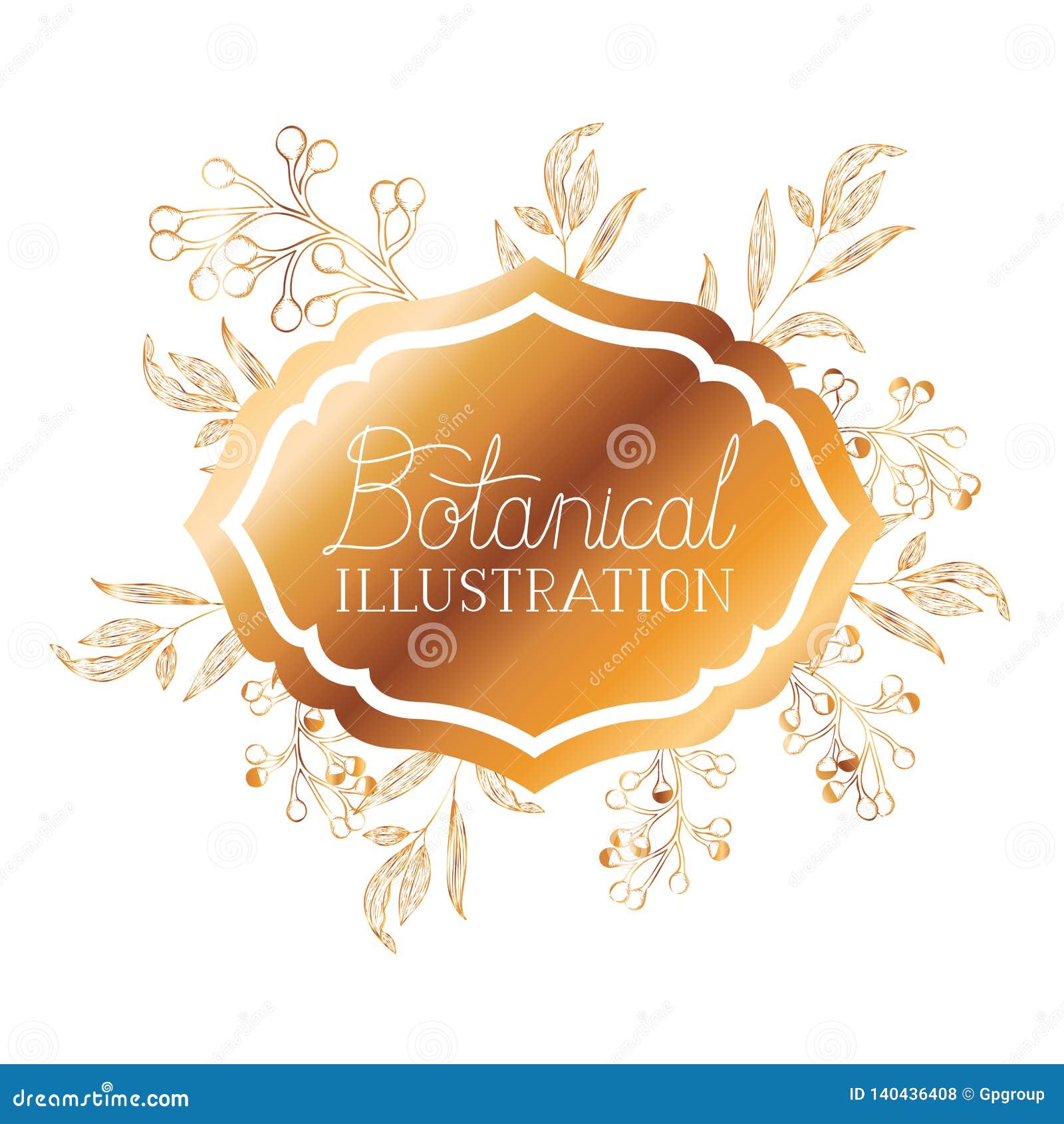 Botanical Illustration Label with Plants Stock Vector - Illustration of ...