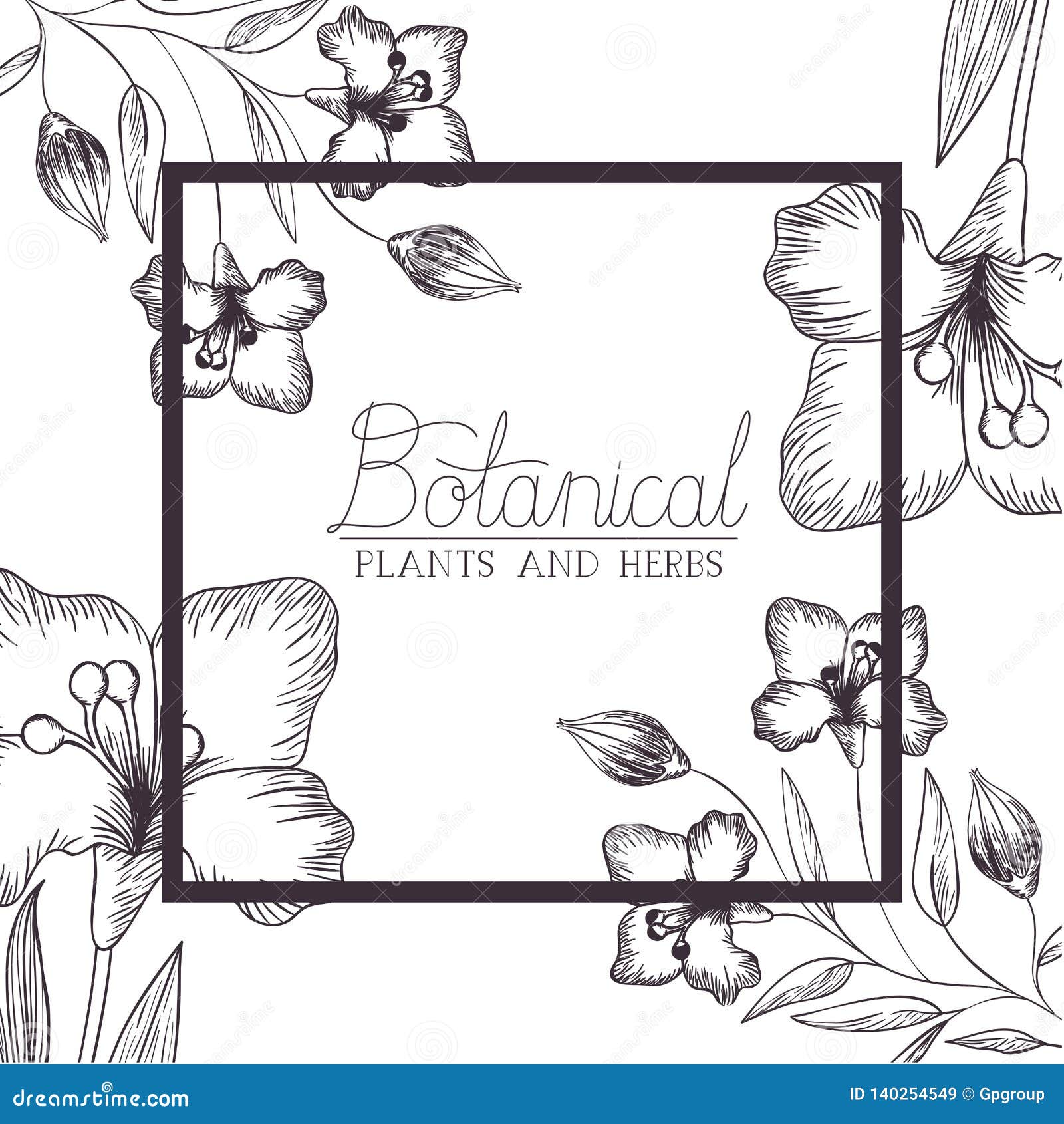 Botanical Label with Plants and Herbs Stock Vector - Illustration of ...