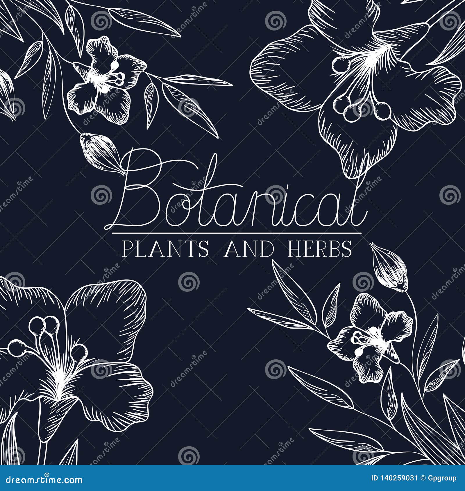 Botanical Label with Plants and Herbs Stock Vector - Illustration of ...