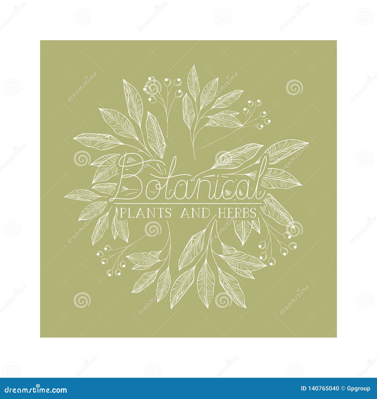 Botanical Label with Plants and Herbs Stock Vector - Illustration of ...