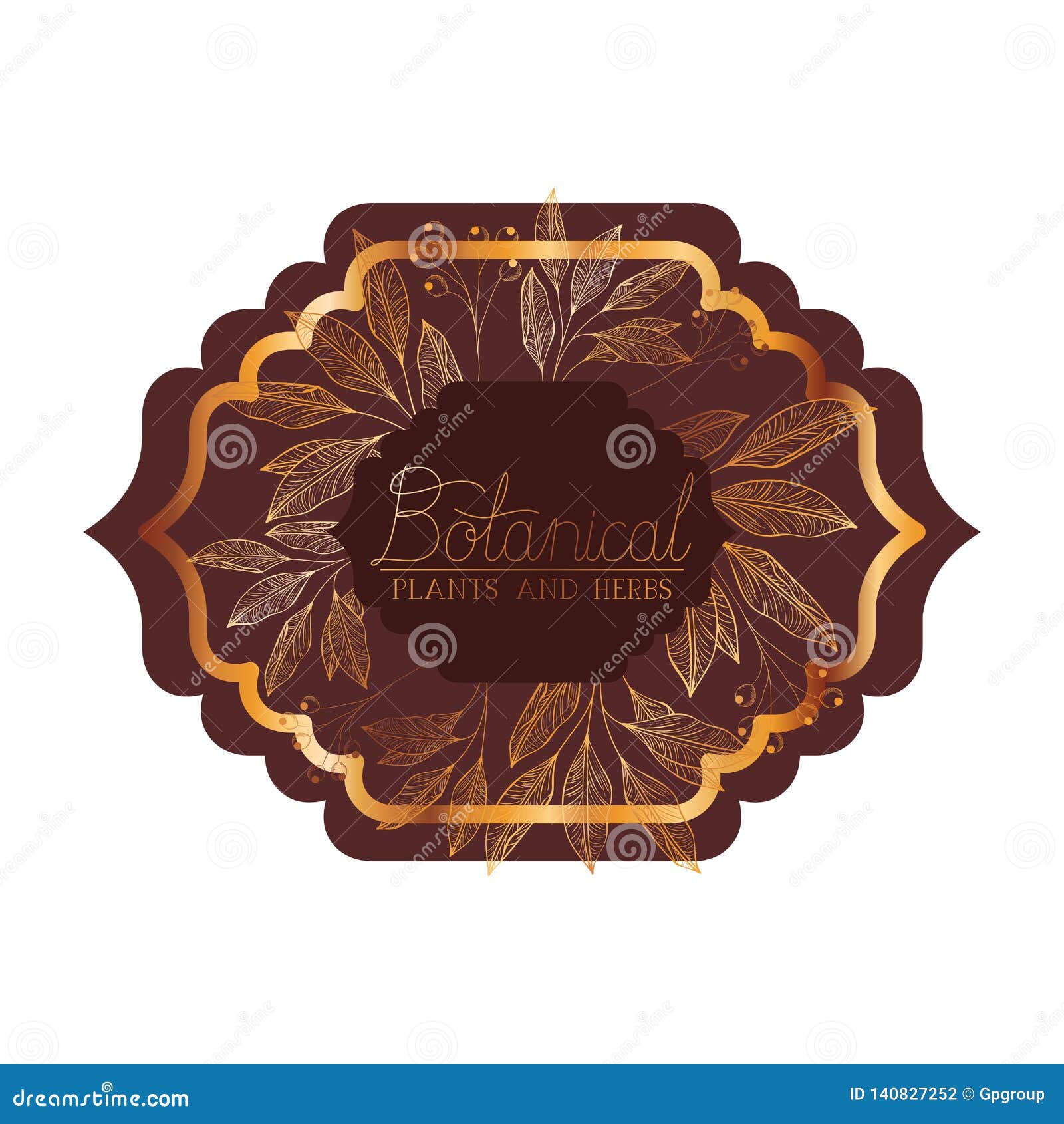 Botanical Label with Plants and Herbs Stock Vector - Illustration of ...