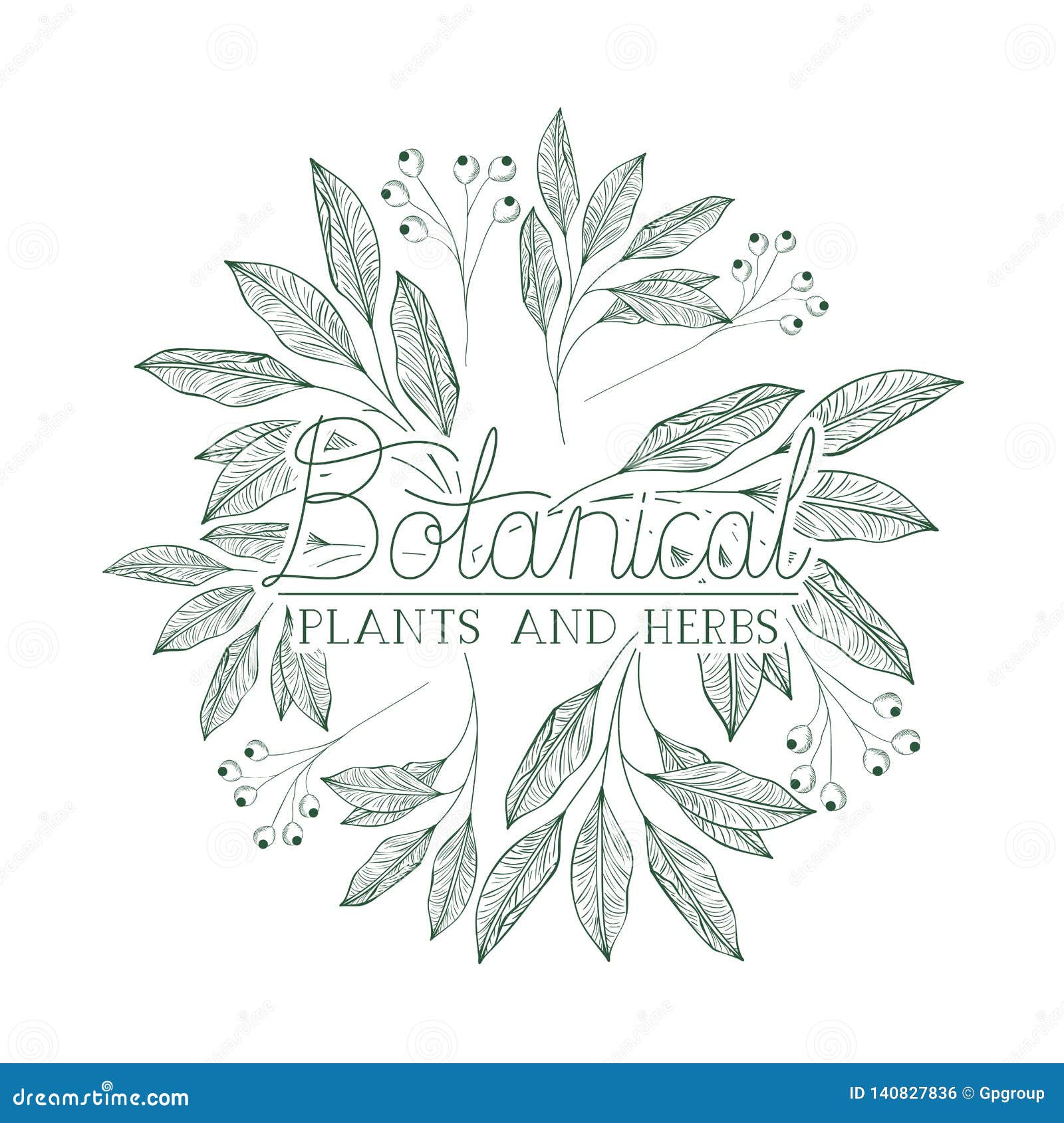 Botanical Label with Plants and Herbs Stock Vector - Illustration of ...
