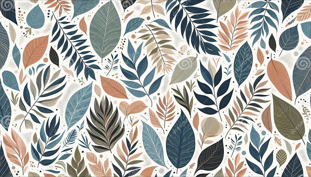 Botanical Leaves Patern Vector Background Stock Illustration ...