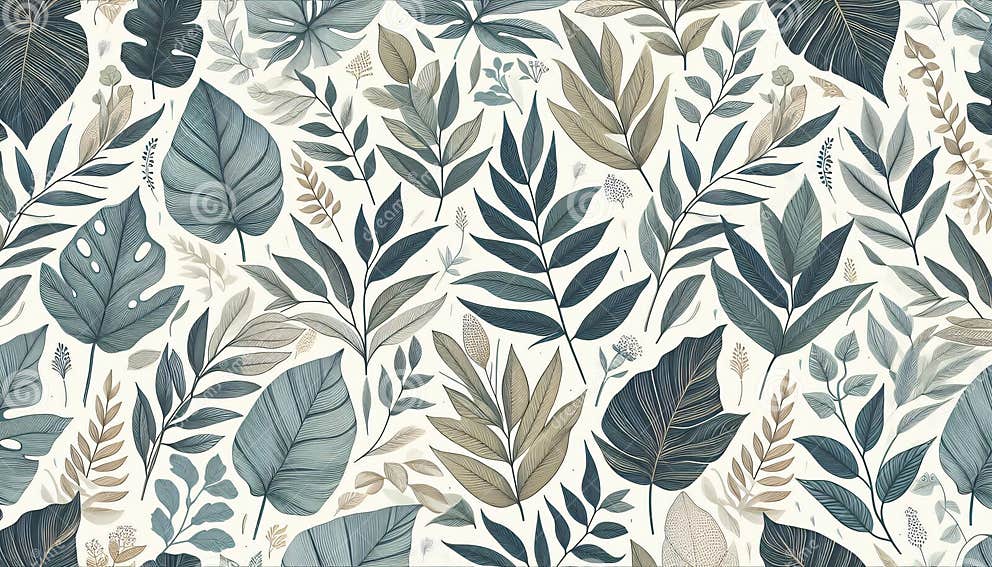 Botanical Leaves Patern Vector Background Stock Illustration ...