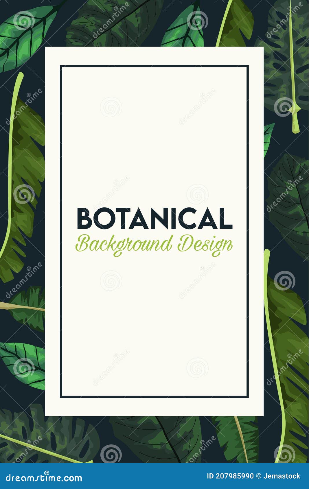Botanical Lettering in Poster with Leafs in Rectangle Frame Stock ...