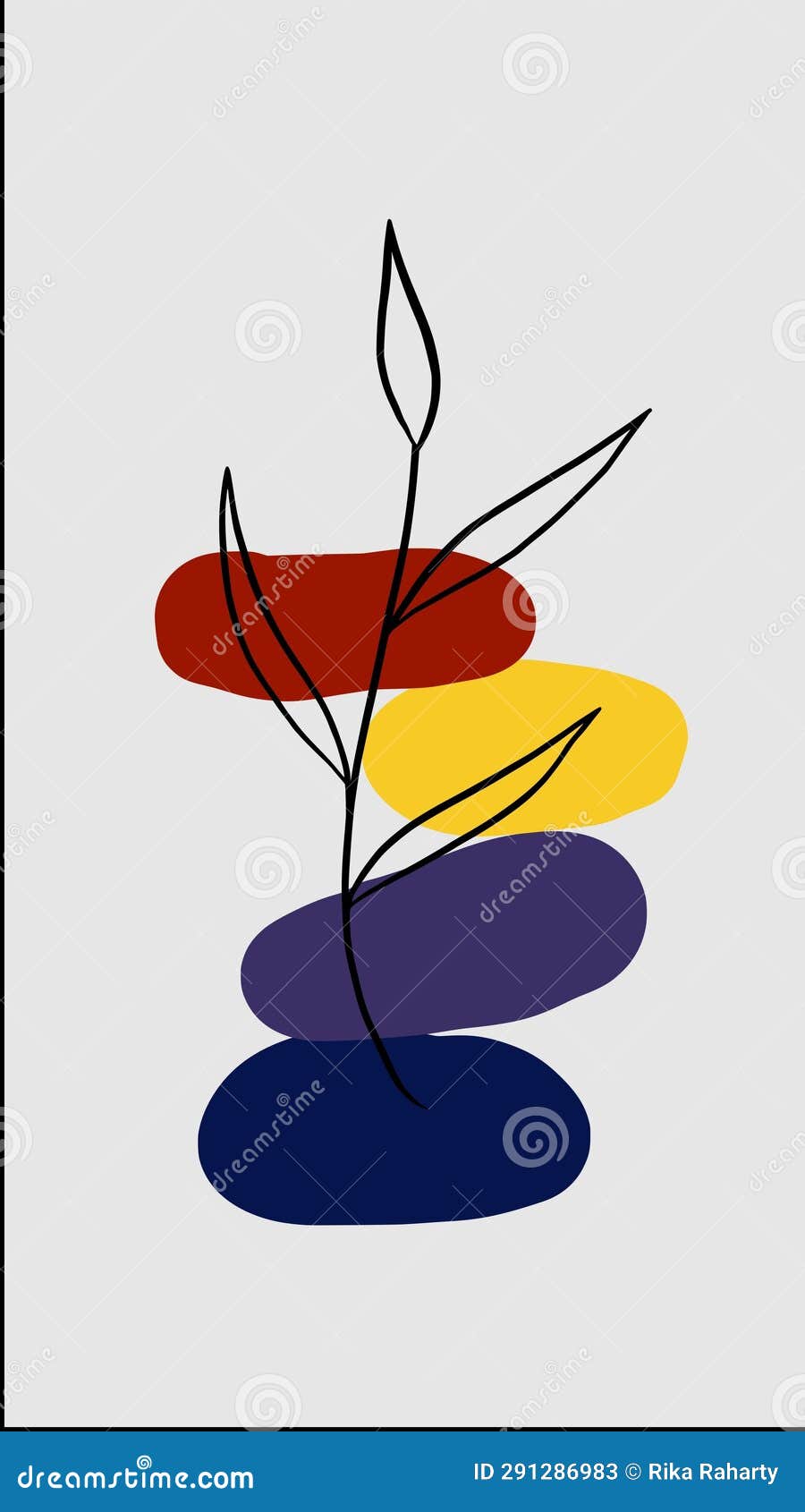 Botanical Line Art and Balanced Rocks Zen Stock Vector - Illustration ...