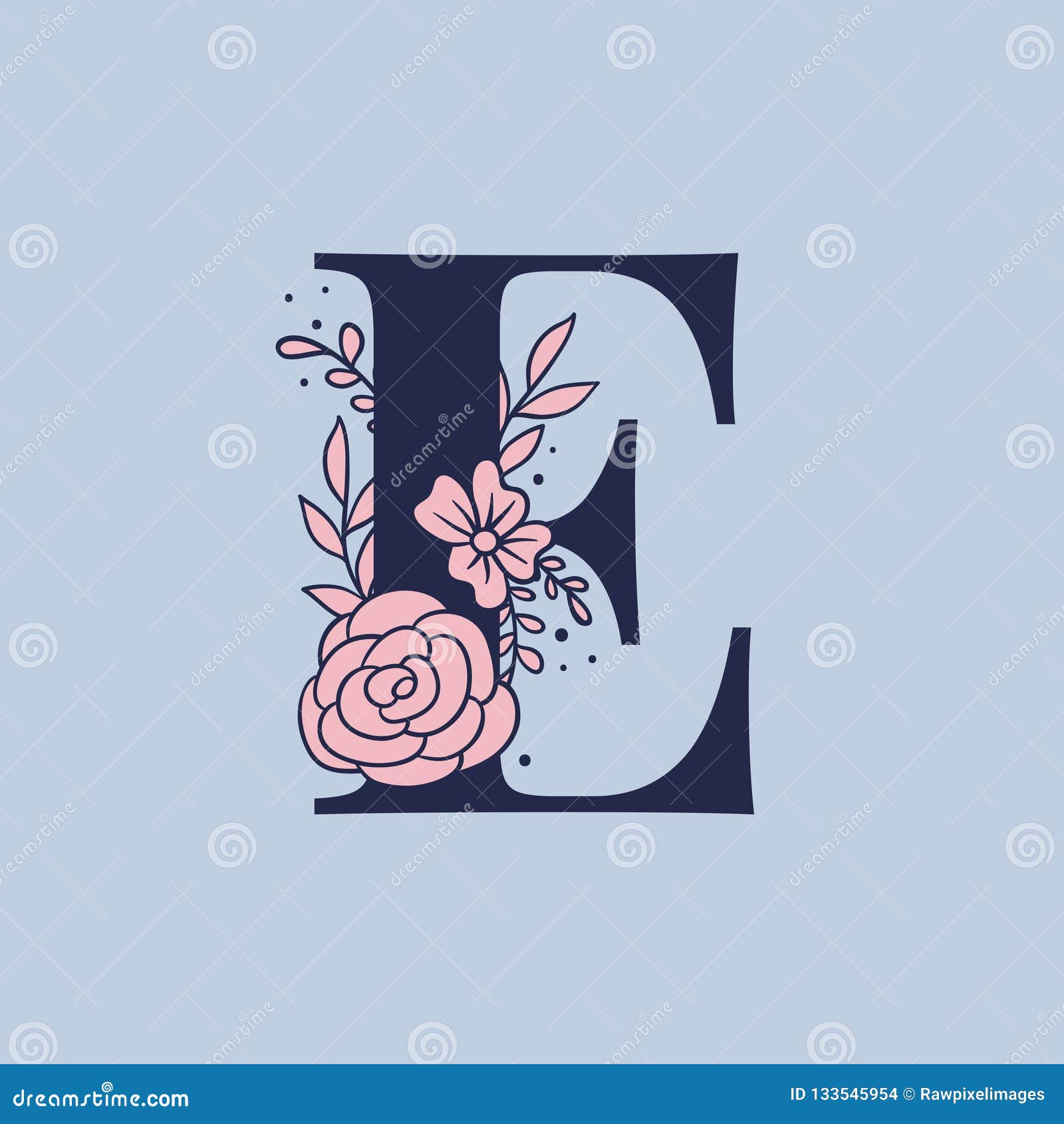 Botanical Capital Letter E Vector Stock Vector - Illustration of ...