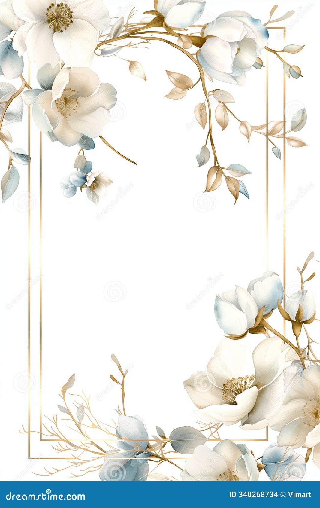 Botanical Oval Frame, a Graceful Arrangement of Flowers and Leaves ...