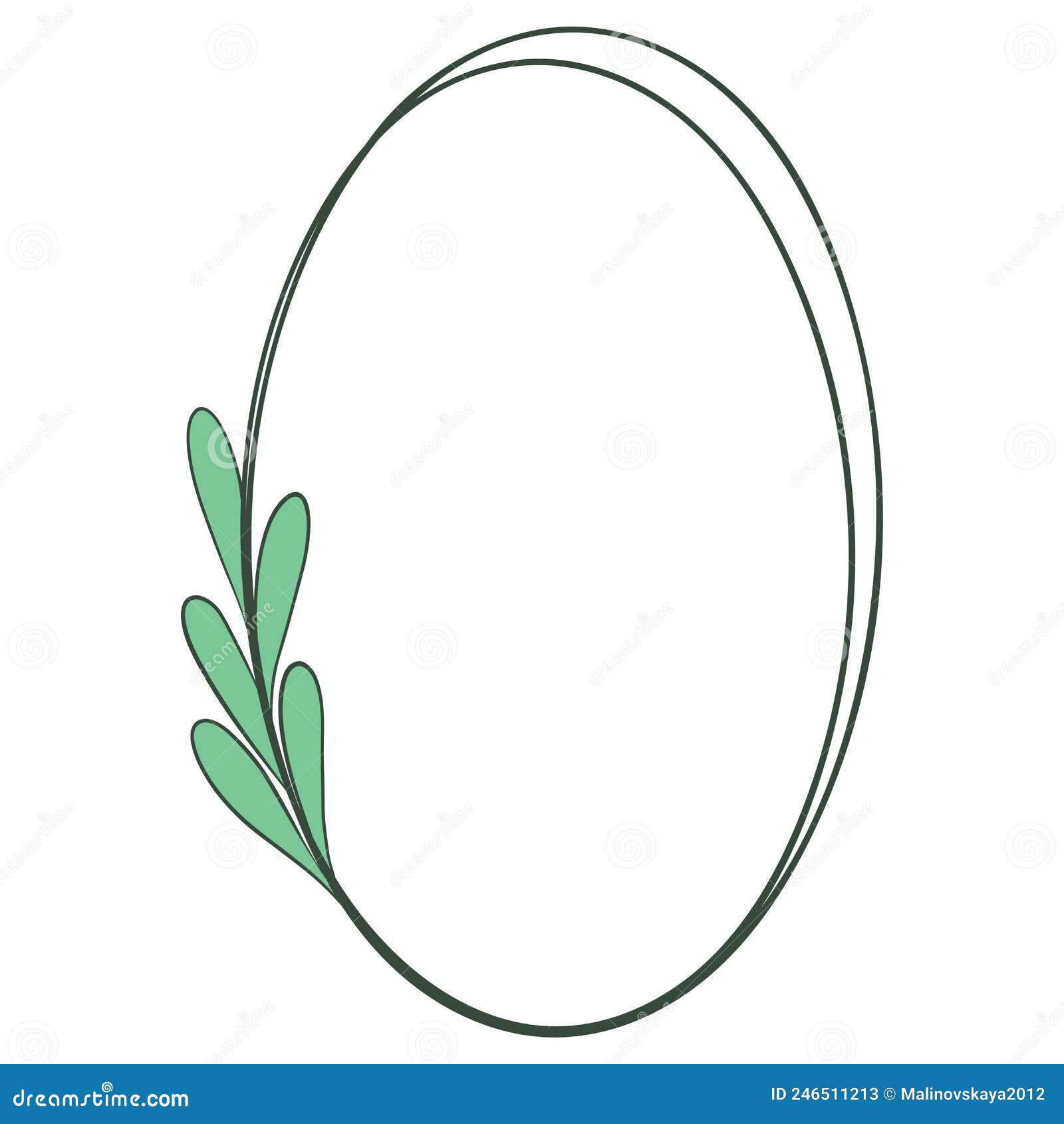 Botanical Oval Frame Vector Illustration Stock Vector - Illustration of ...