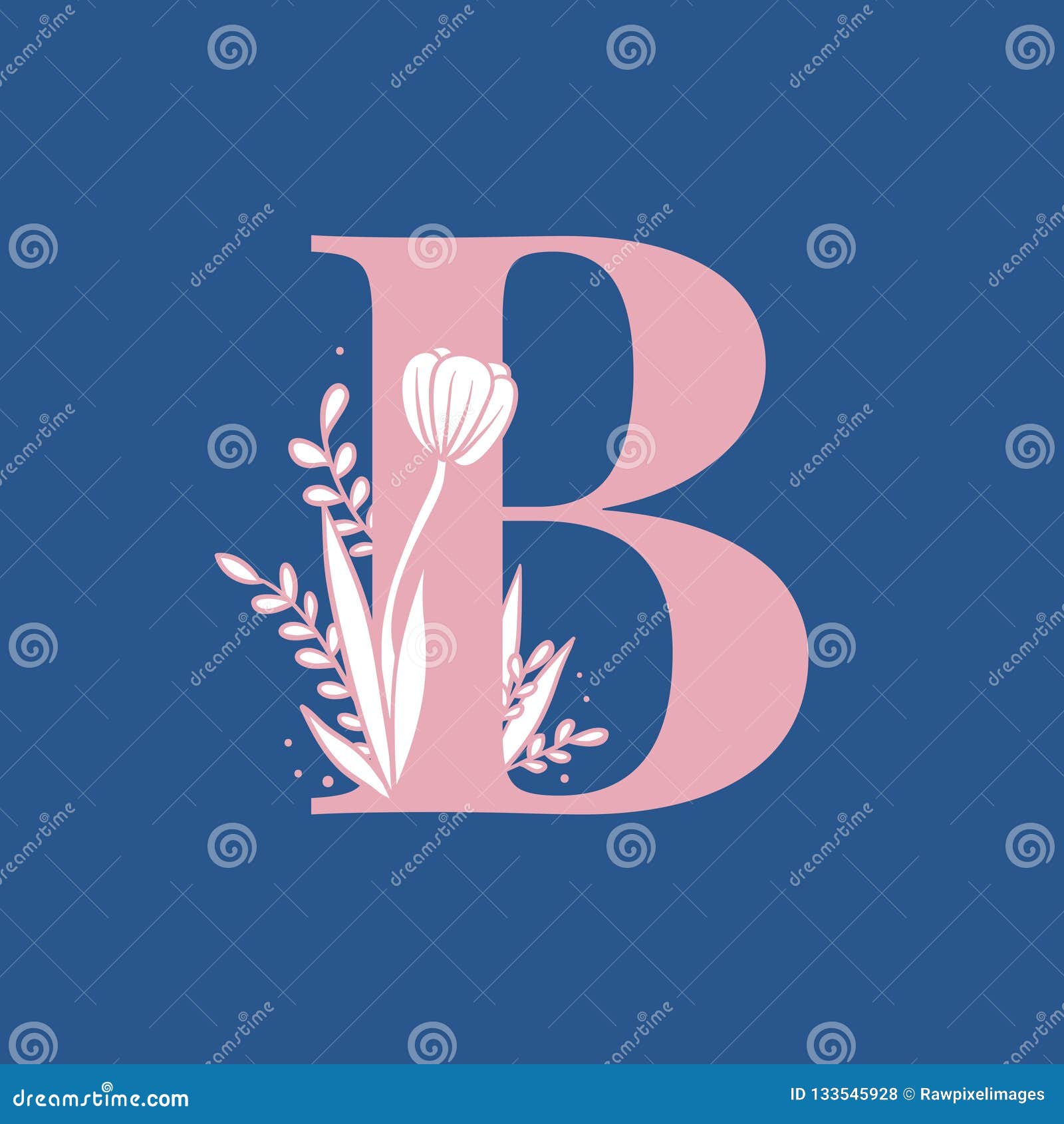 Botanical Capital Letter B Vector Stock Vector - Illustration of leaves ...