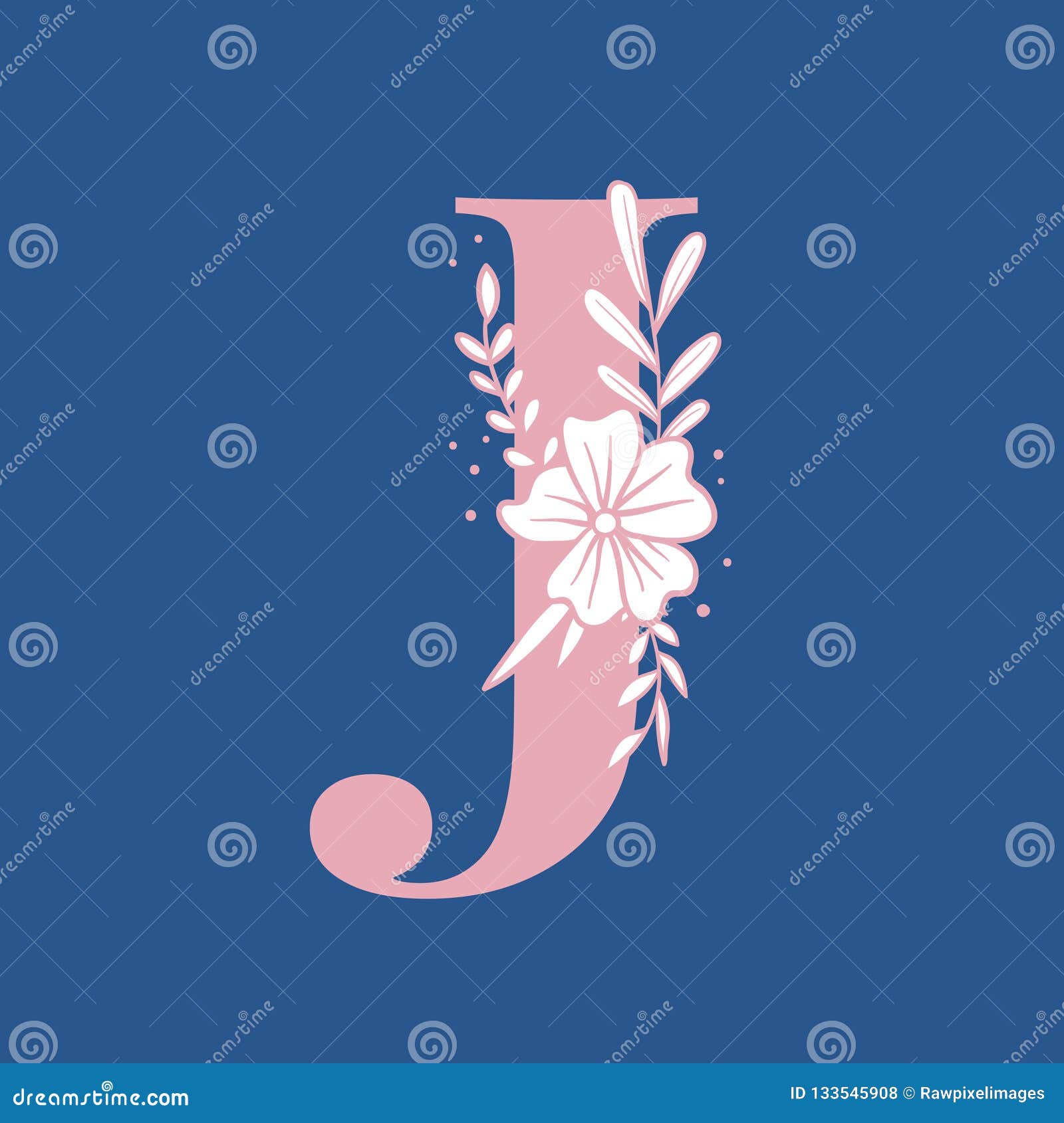 Botanical Capital Letter J Vector Stock Vector - Illustration of white ...