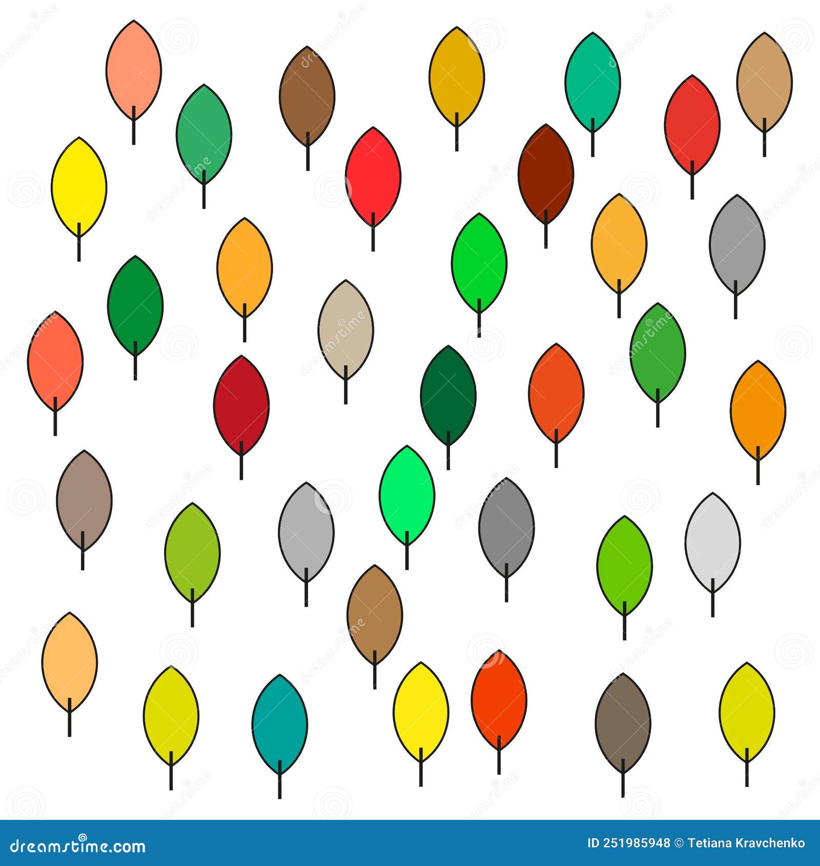 Botanical Print. Simple Leaf Tree. Vector Illustration. Stock Image ...