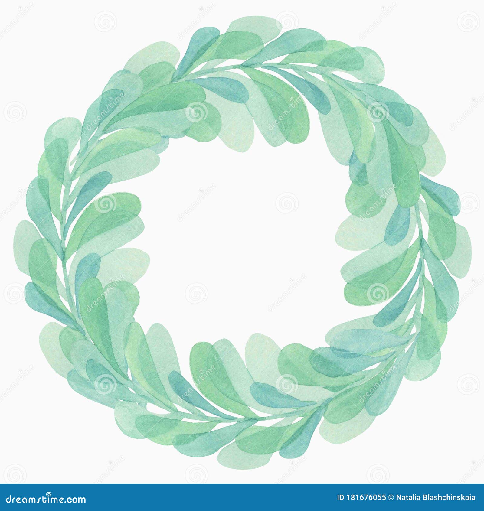 Botanical Round Frame for Invitations and Postcards. Watercolor ...