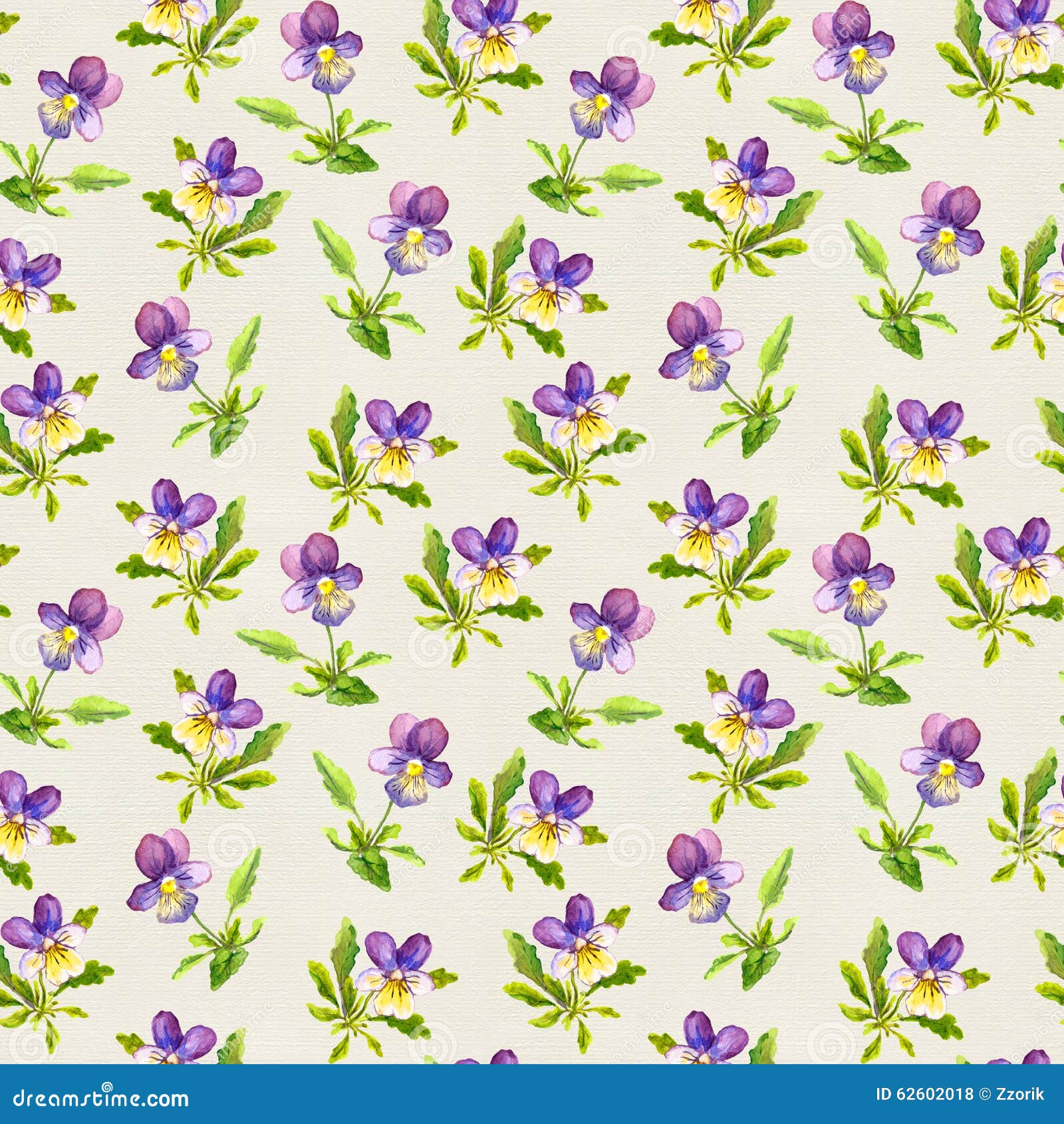 Botanical Seamless Backdrop With Pretty Violet Flowers On Paper Texture ...