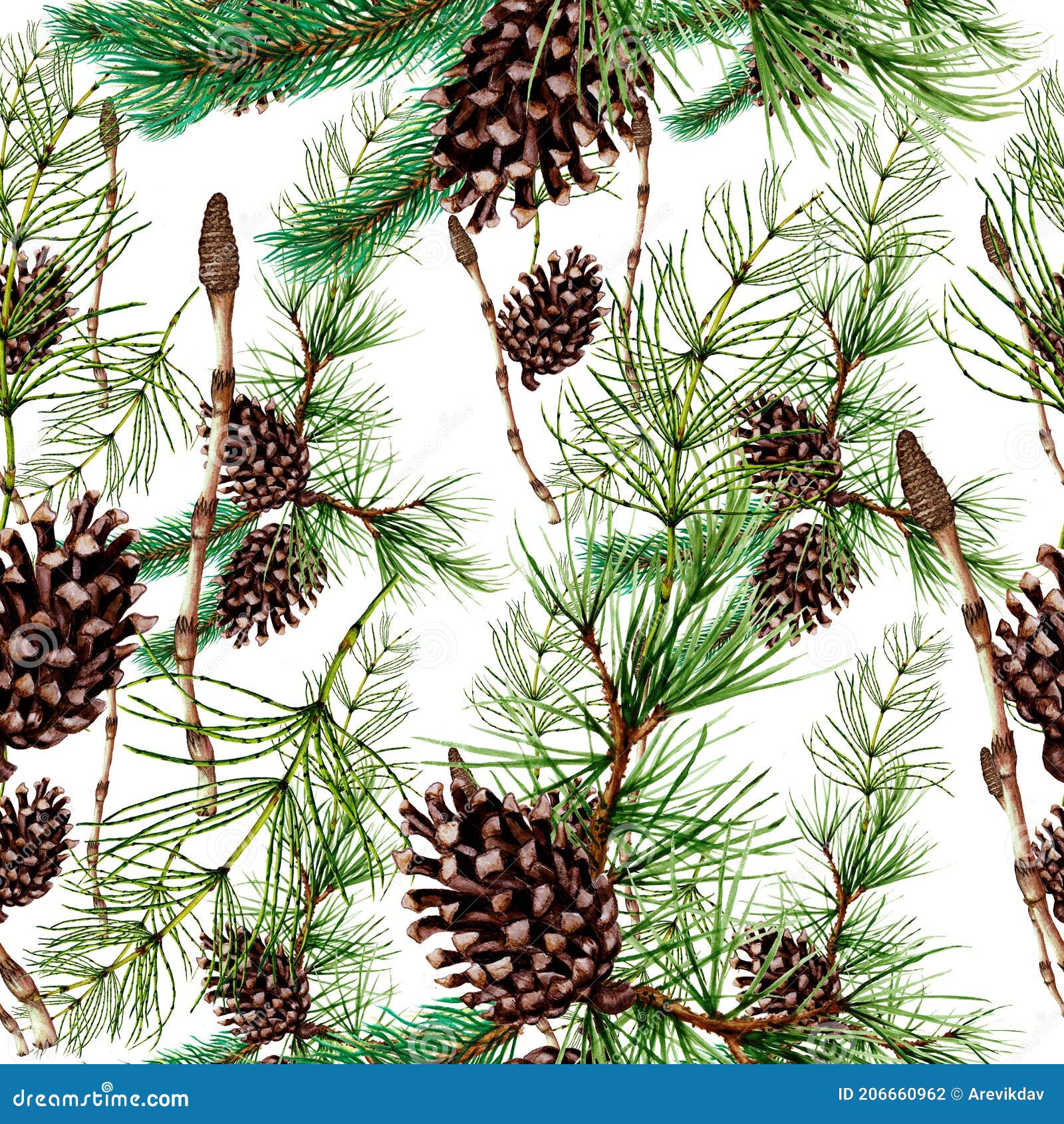 Botanical Seamless Pattern of Forest Plants and Trees Stock ...