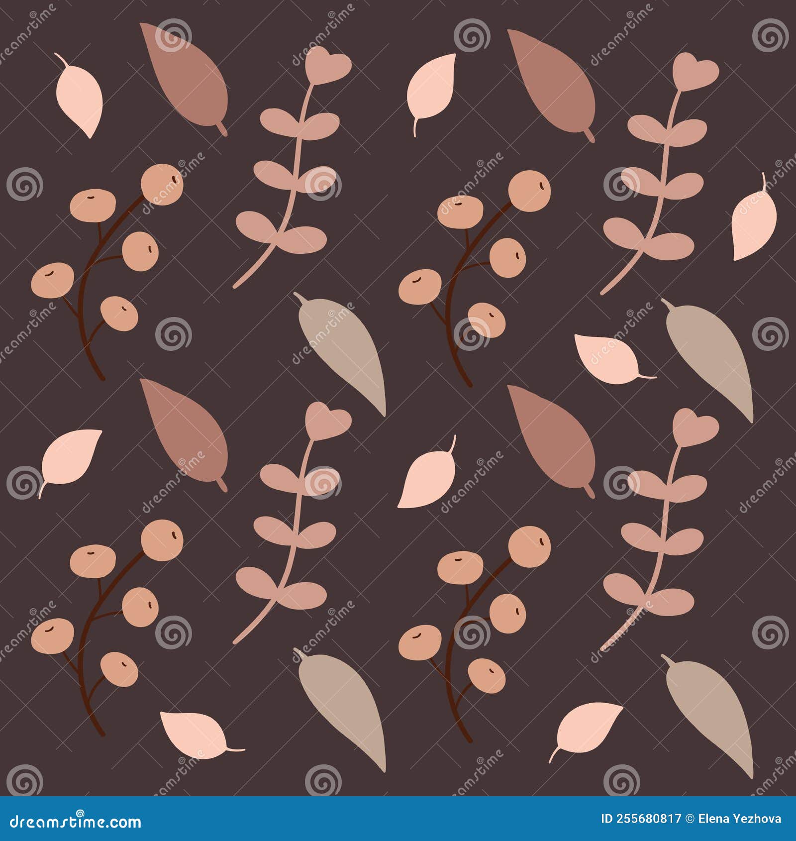 Botanical Set of Vector Wall Drawings. Floral and Leafy Pattern with Abstract Shape Vector ...
