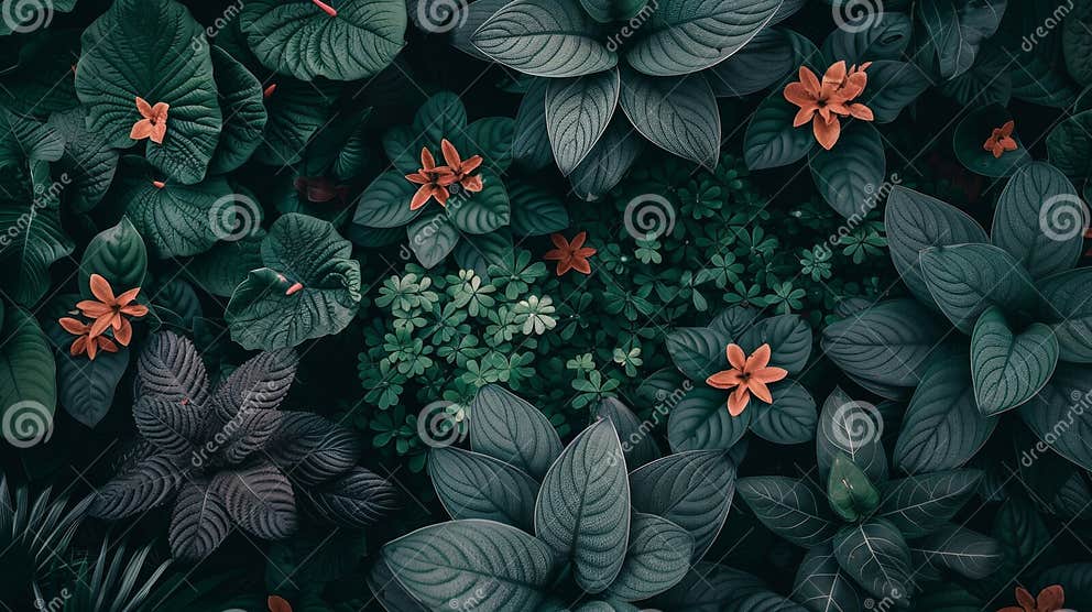 Botanical Spring Abstract with Greenery and Blooming Flowers for ...