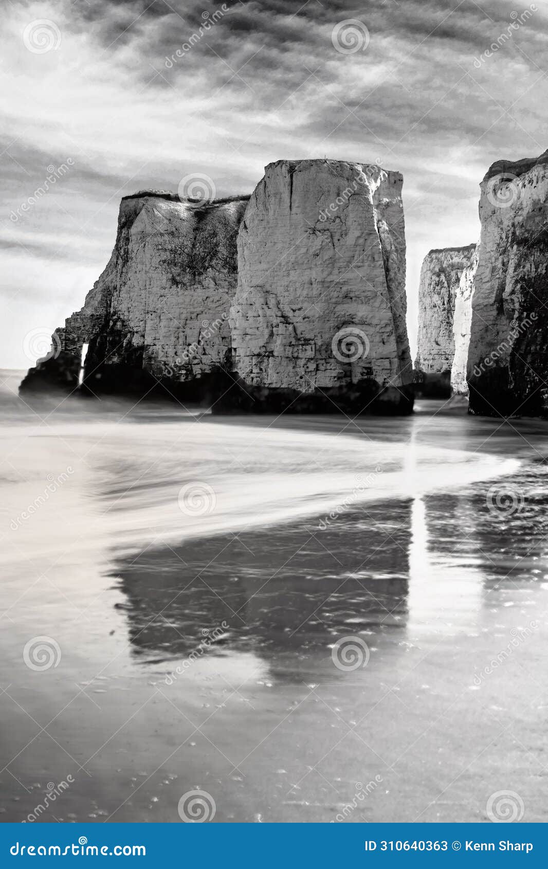 Botany Bay Kent Seastacks with Slow Shutter and a Moody Black and White ...