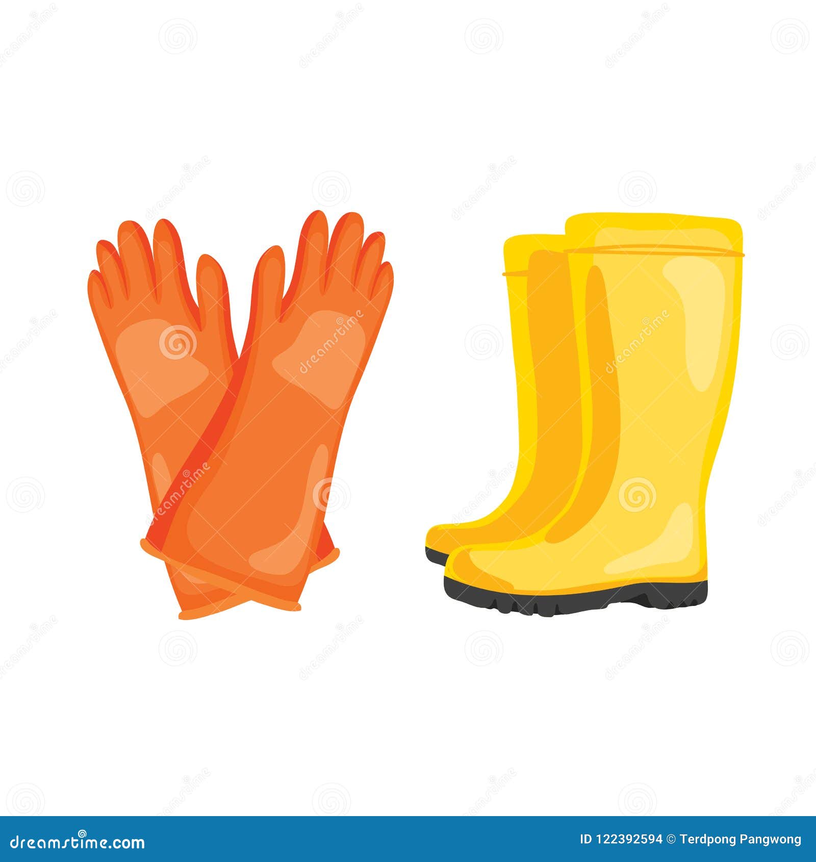 Botas Y Guante De La Seguridad Del Vector Stock de ilustración ...