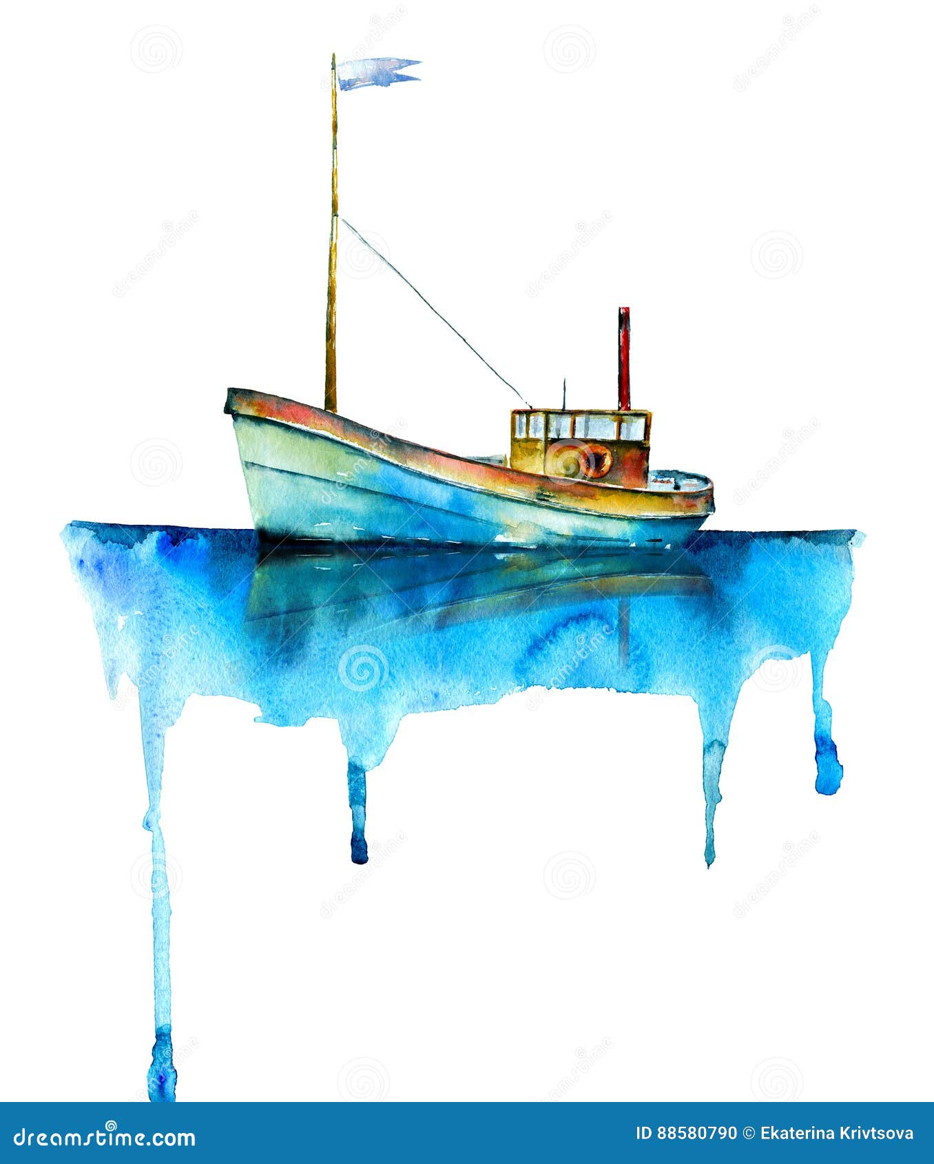 Bote Pequeño De La Acuarela Stock de ilustración - Ilustración de ...