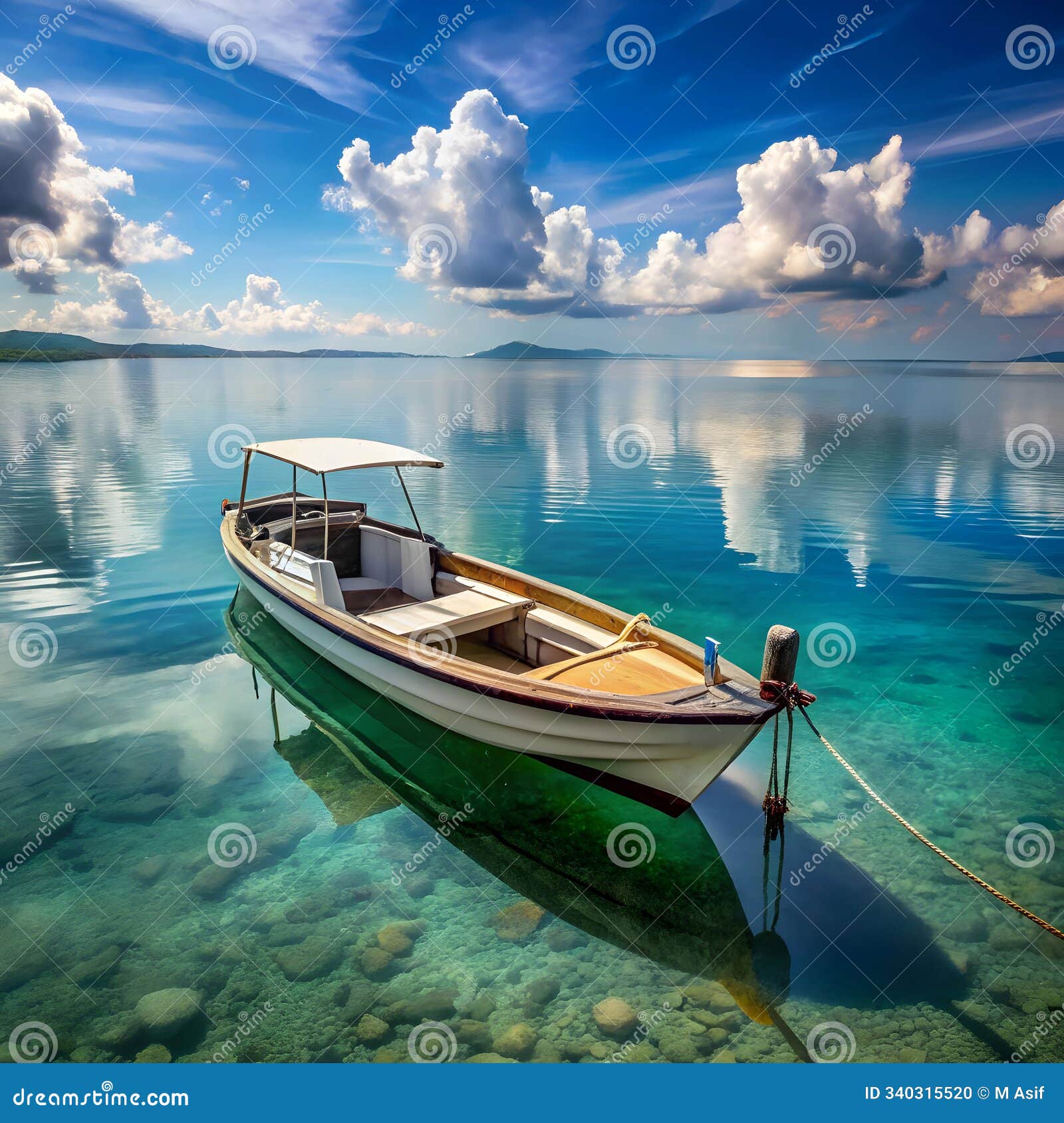 Bote in water stock illustration. Illustration of horizontal - 340315520